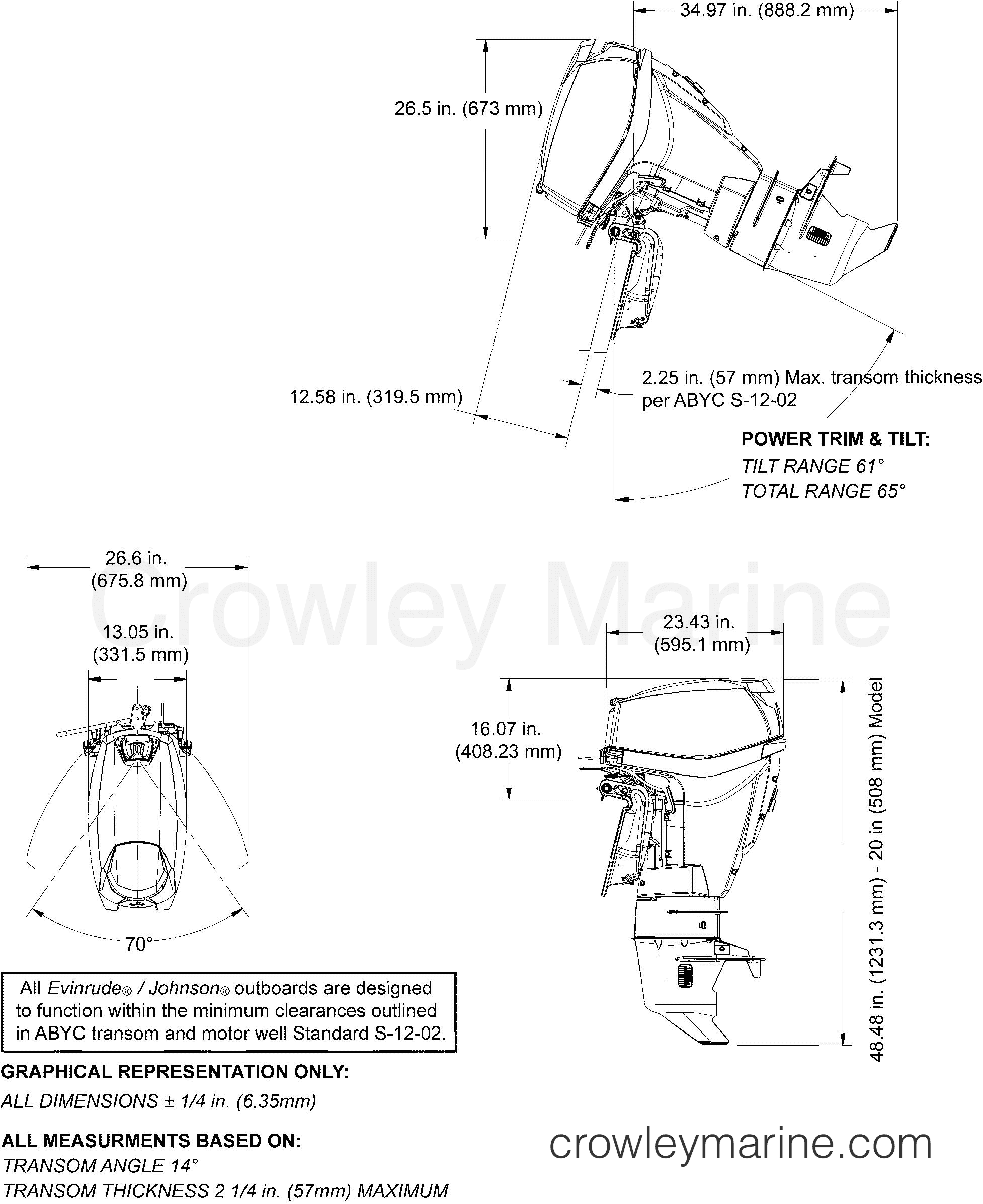 PROFILE DRAWING - POWERTILT, REMOTE STEER - AB Outboard 15 E15DHPLABA ...