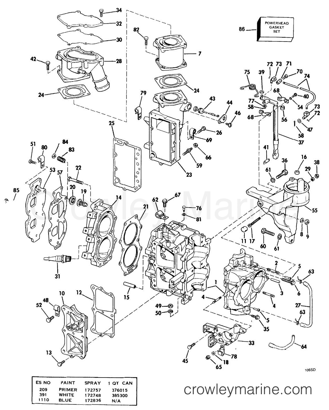 CYLINDER & CRANKCASE - 1978-1979 Sail Drive 1.5L 15S11C | Crowley Marine
