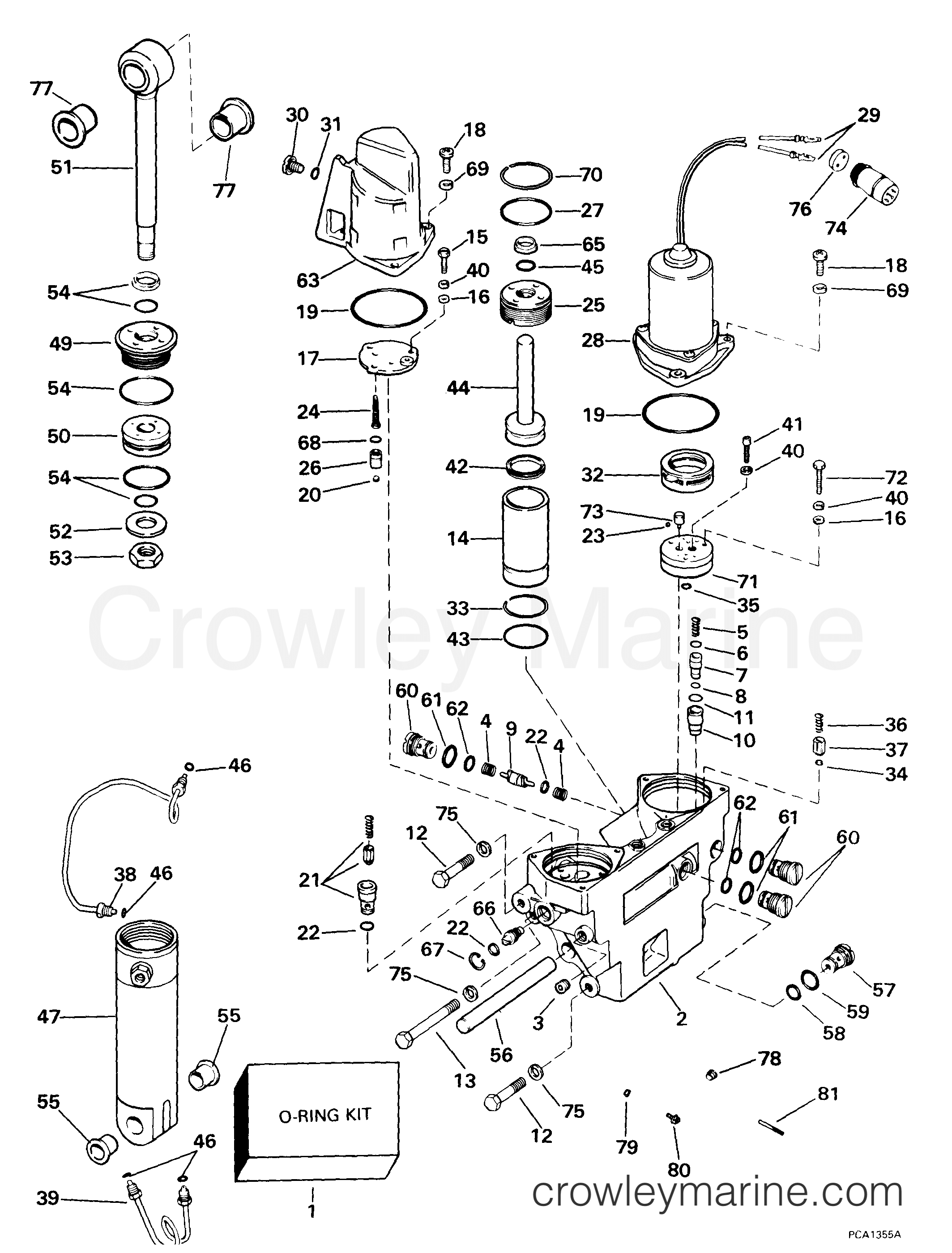 POWER TRIM/TILT HYDRAULIC ASSEMBLY -- 65 MODELS - 1999 Rigging ...