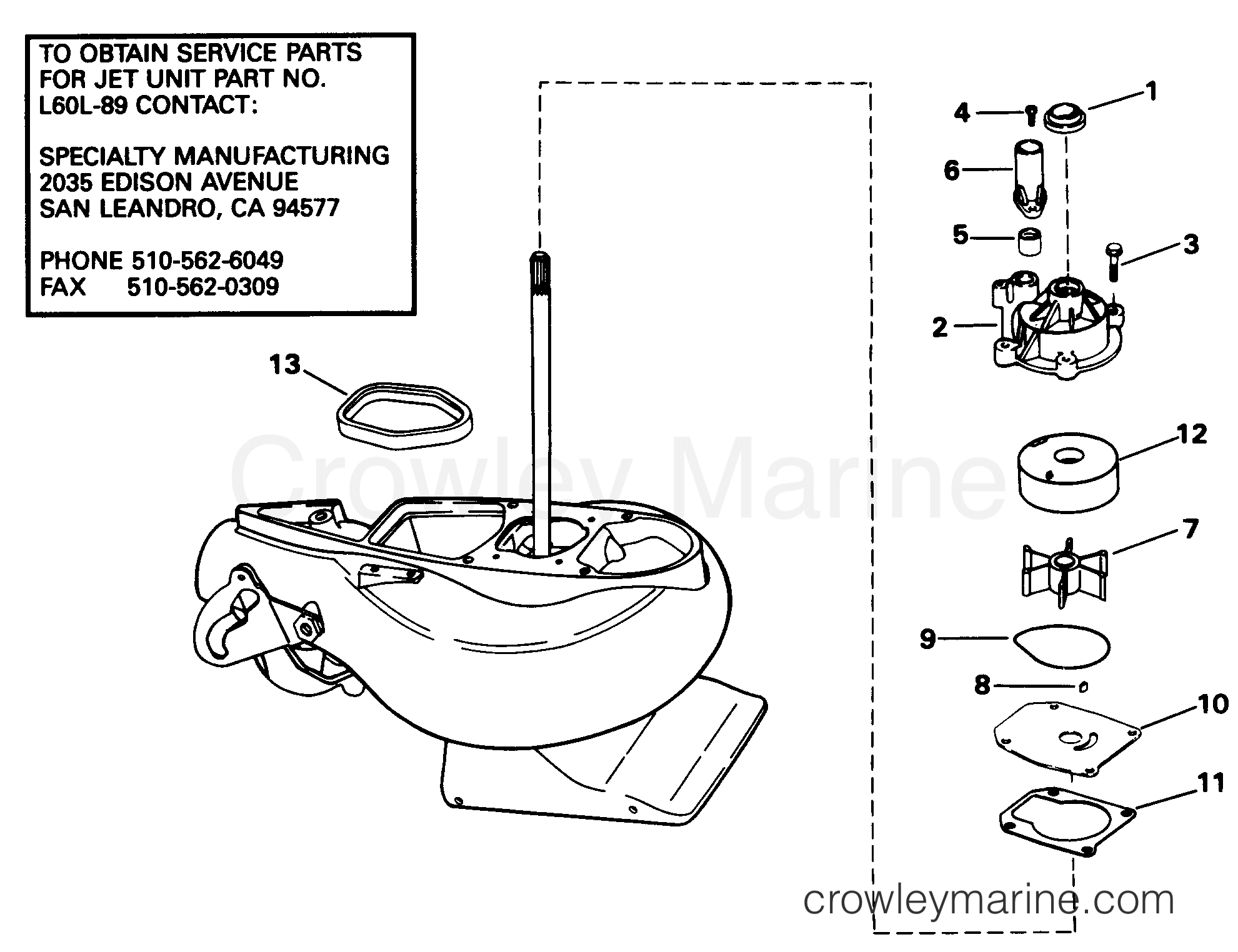 JET DRIVE UNIT - 1998 Outboard 70 BE70ELECB | Crowley Marine
