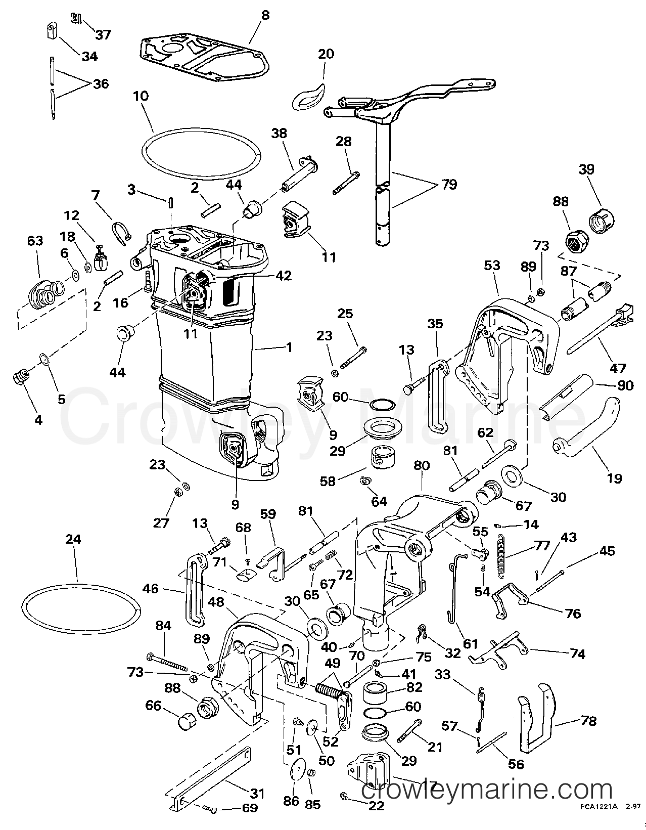 MIDSECTION - MANUAL TILT - 1997 Outboard 25 BE25AREUR | Crowley Marine