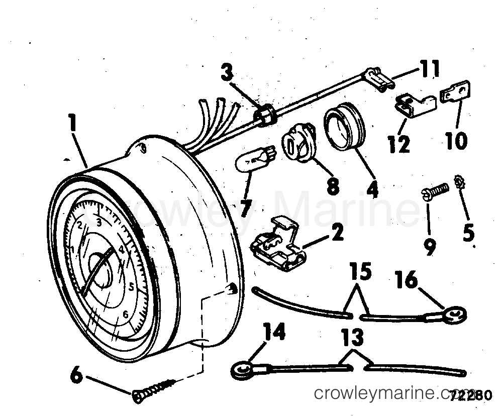TACHOMETER ASSY. - SURFACE MOUNT 9.9-200 ELECTRIC START - 1977 Rigging ...