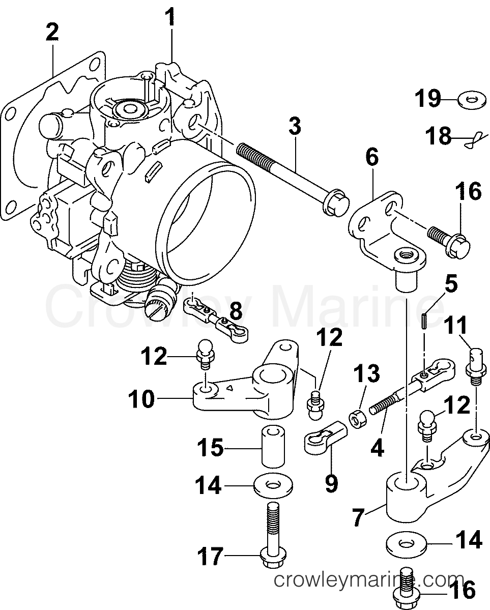 THROTTLE BODY - 2005 Outboard 115 J115PL4SOR, | Crowley Marine