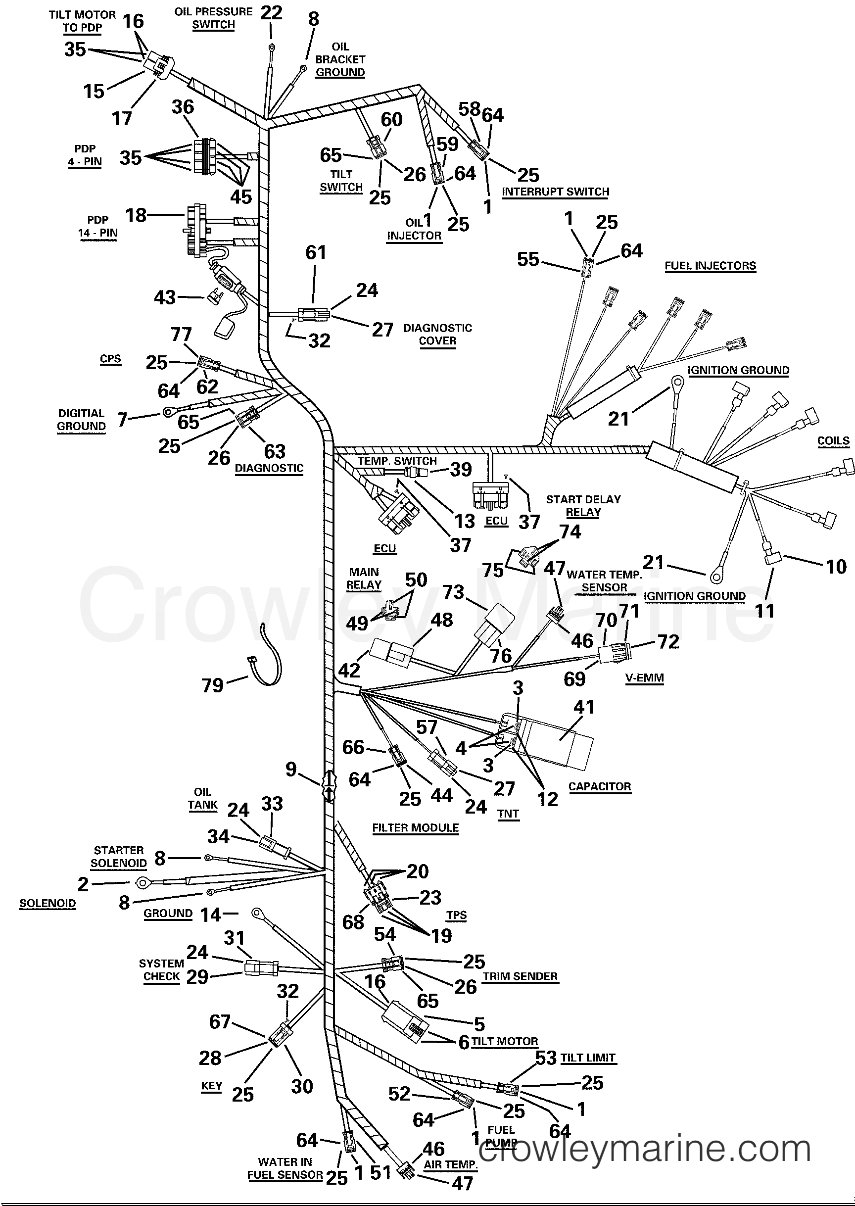 ENGINE CABLE - 2000 Outboard 200 E200FCSSSC | Crowley Marine
