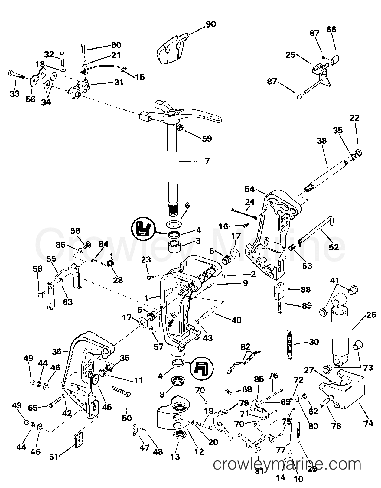 MIDSECTION - MANUAL TILT - 1993 Outboard 70 E70TLETS | Crowley Marine
