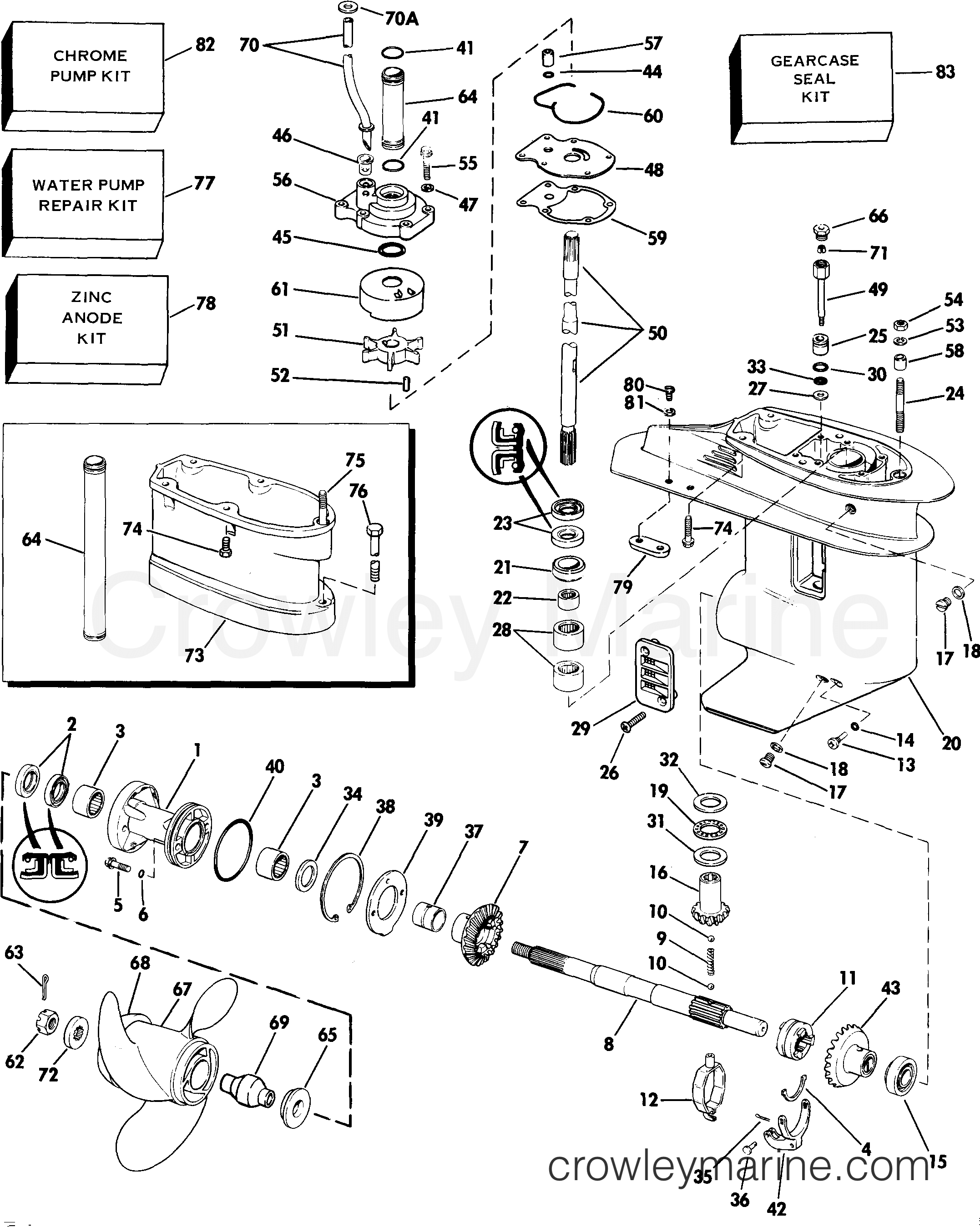 GEARCASE - 1985 Outboard 20 J20CRCOS | Crowley Marine