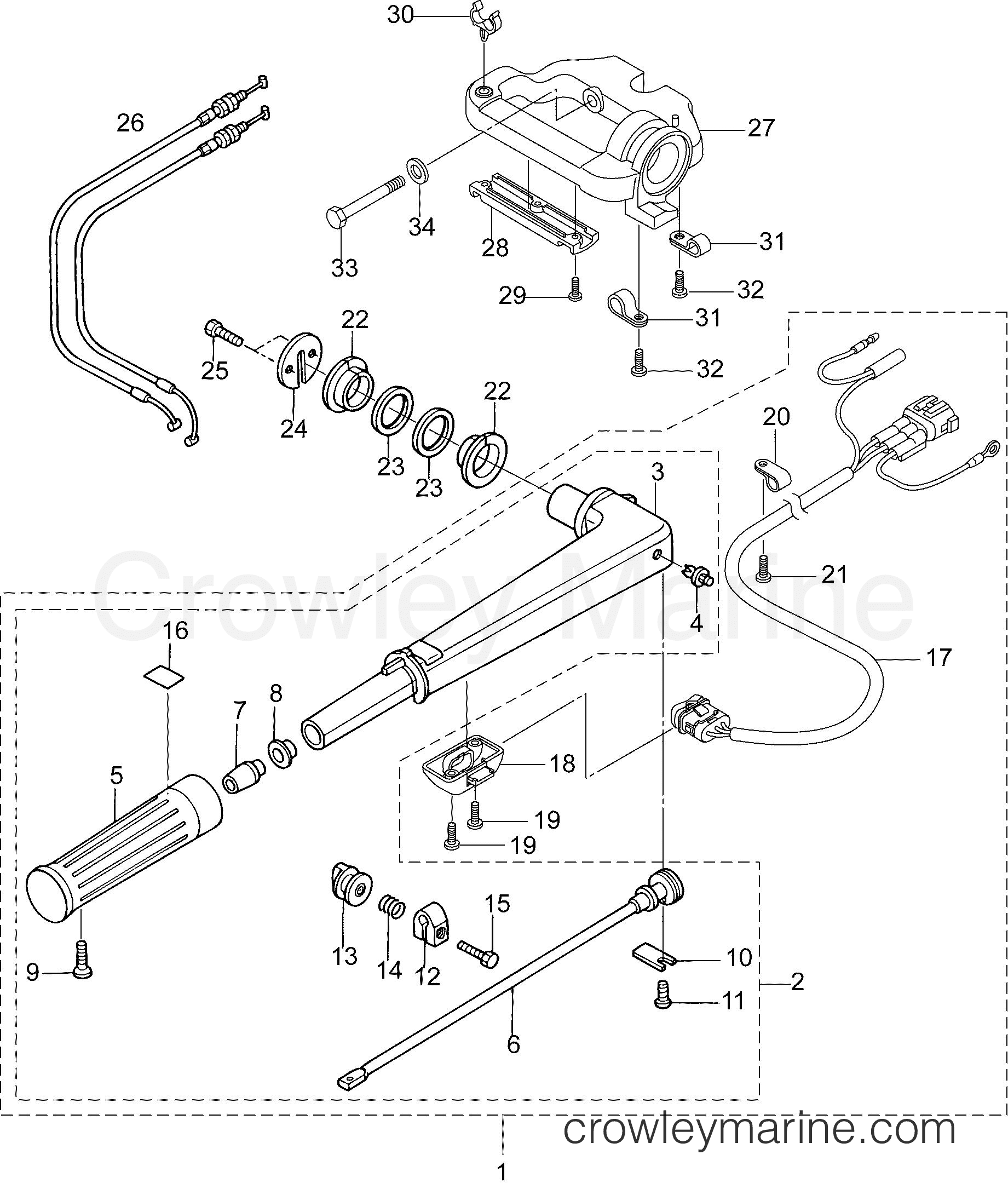 TILLER HANDLE ASSEMBLY - AB Outboard 9.8 PORTABLE E10RGLABA | Crowley ...