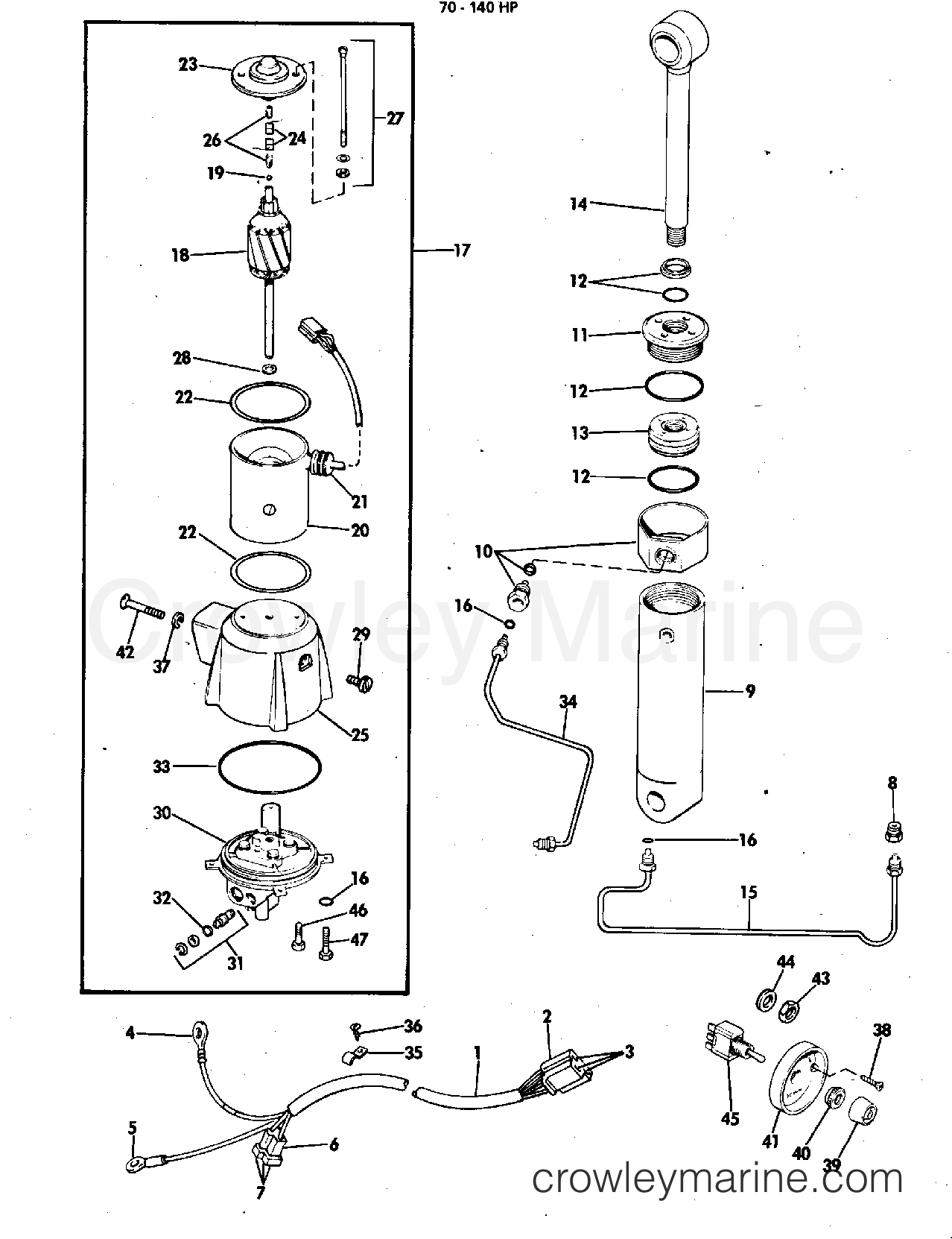 POWER TILT KIT ASSEMBLY 70 - 140 HP - 1978 Rigging Accessories Power ...