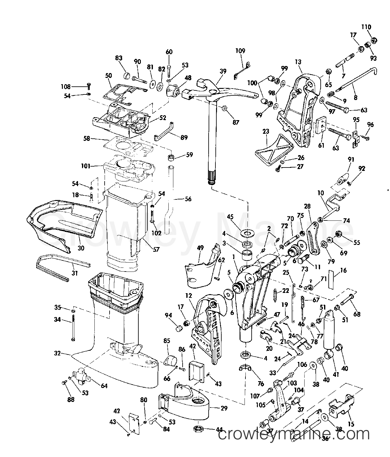 EXHAUST HOUSING - 1976 Outboard 70 70EL76D | Crowley Marine