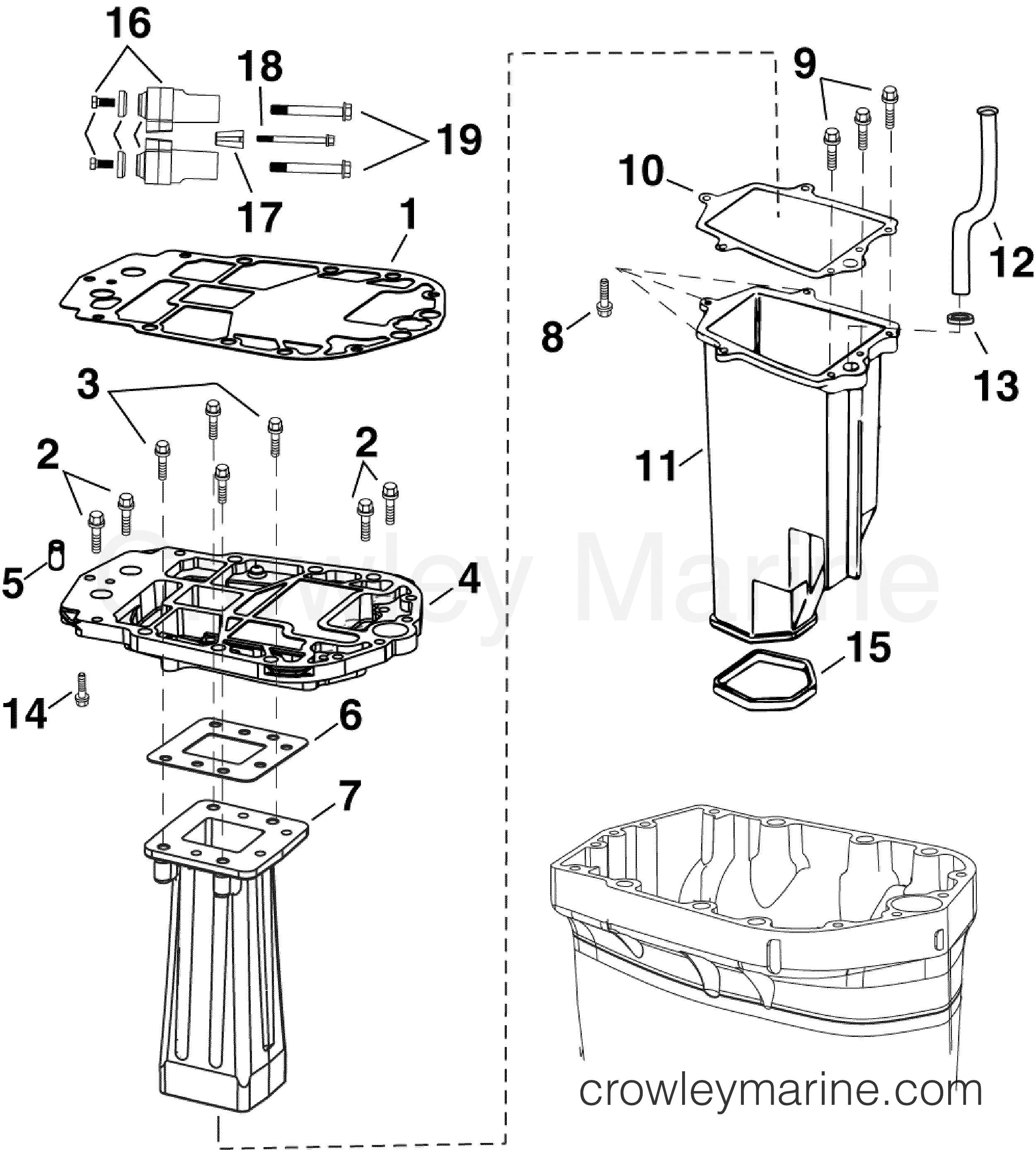 EXHAUST ADAPTER / INNER HOUSING - 2012 Outboard 90 E90WDELINM | Crowley ...