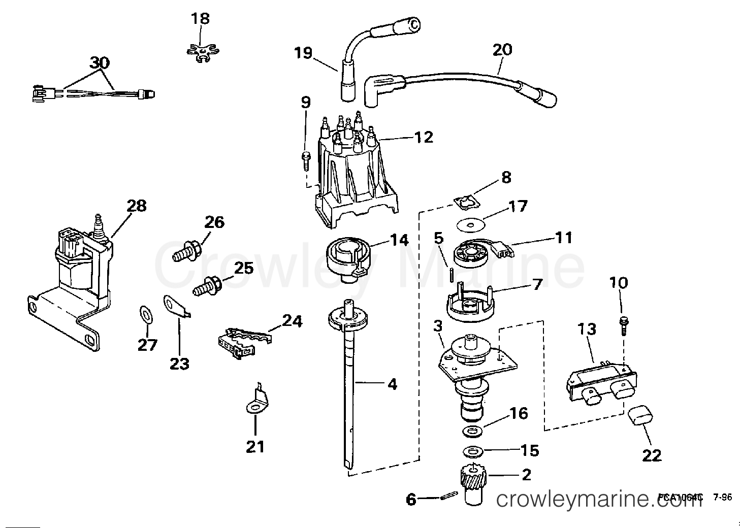 DISTRIBUTOR & IGNITION COIL - 1998 Stern Drive 4.3 432BPBYC | Crowley ...