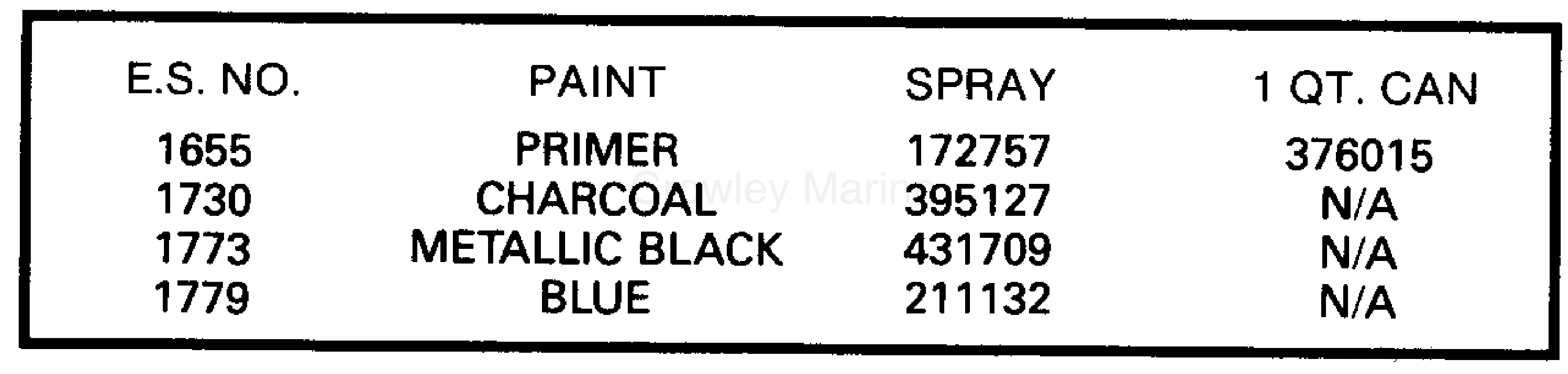 PAINT CHART - 1989 Electric Trolling Motor 24 Volt JBFL4Y | Crowley Marine