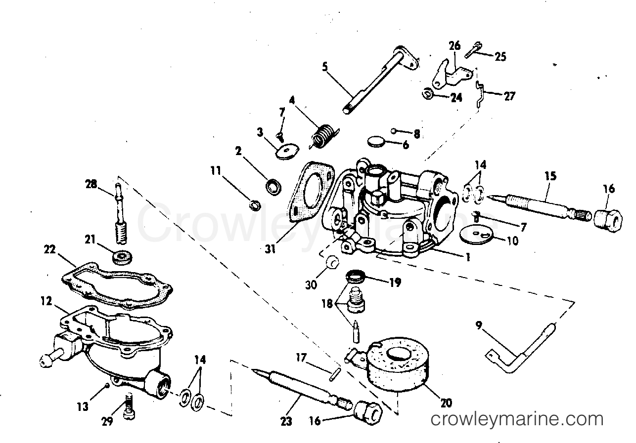 CARBURETOR - 1971 Outboard 4 4R71D | Crowley Marine