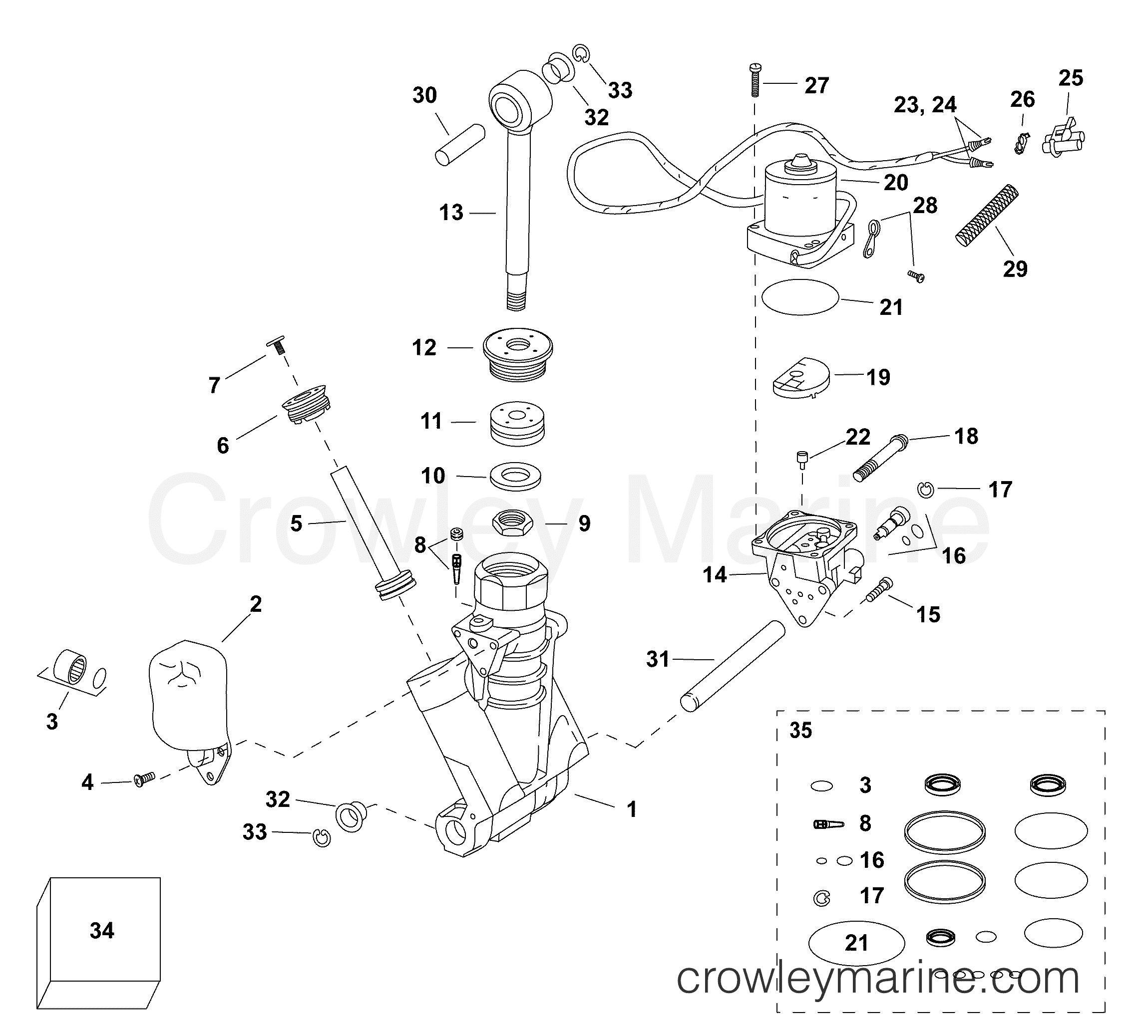 TRIM & TILT HYDRAULIC ASSEMBLY - ALL V6 & 25 IN. V4 MODELS - AA ...
