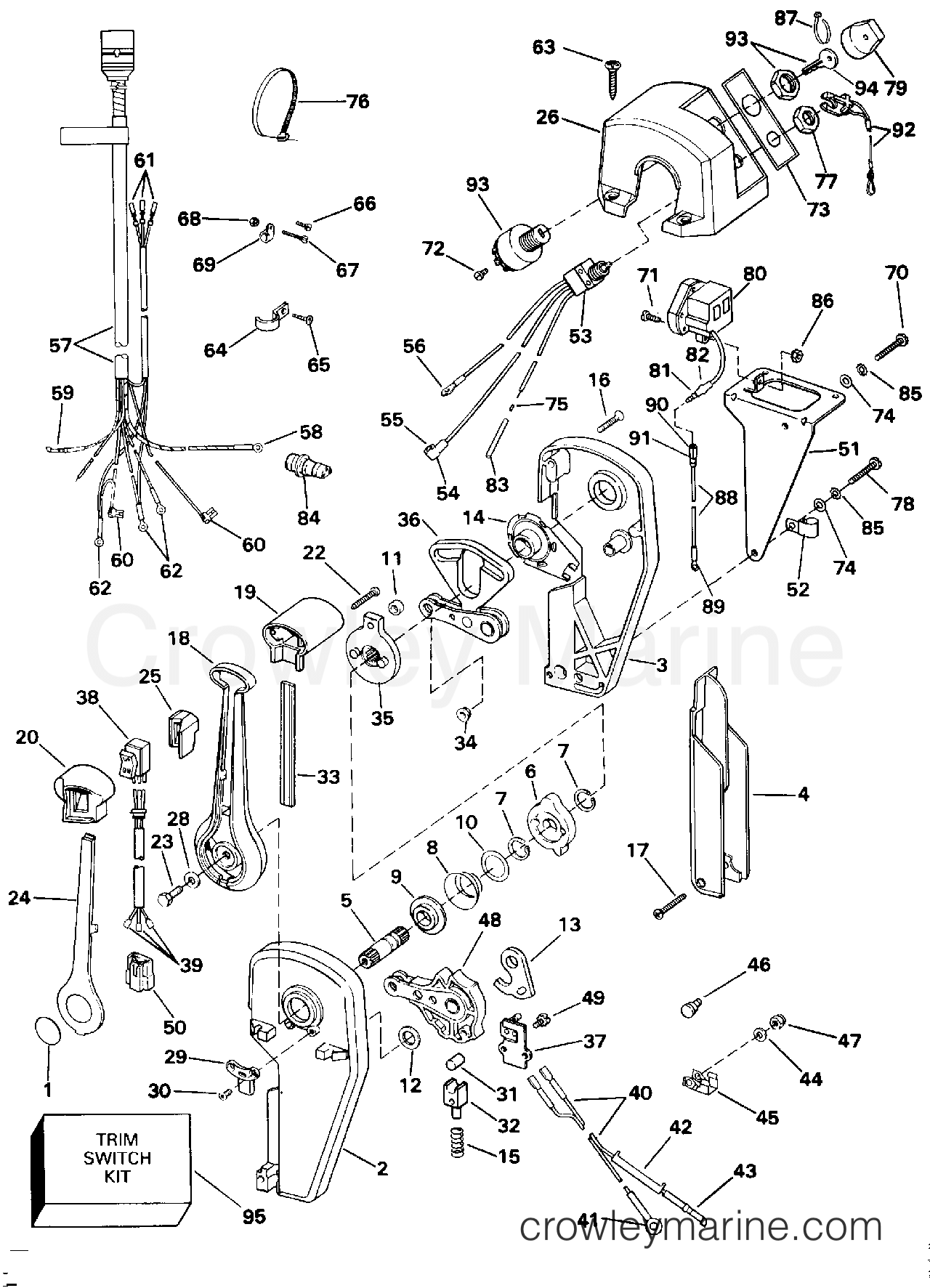 REMOTE CONTROL ASSY - BINNACLE - SINGLE LEVER - PREWIRED - 1993 Rigging ...