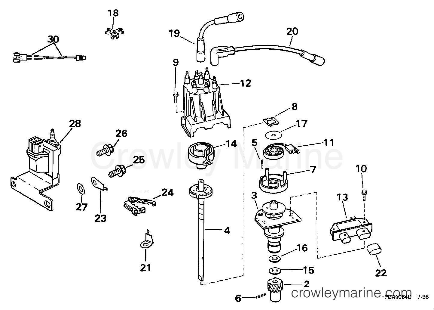 DISTRIBUTOR & IGNITION COIL - 1997 Stern Drive 4.3 434BPLKD | Crowley ...