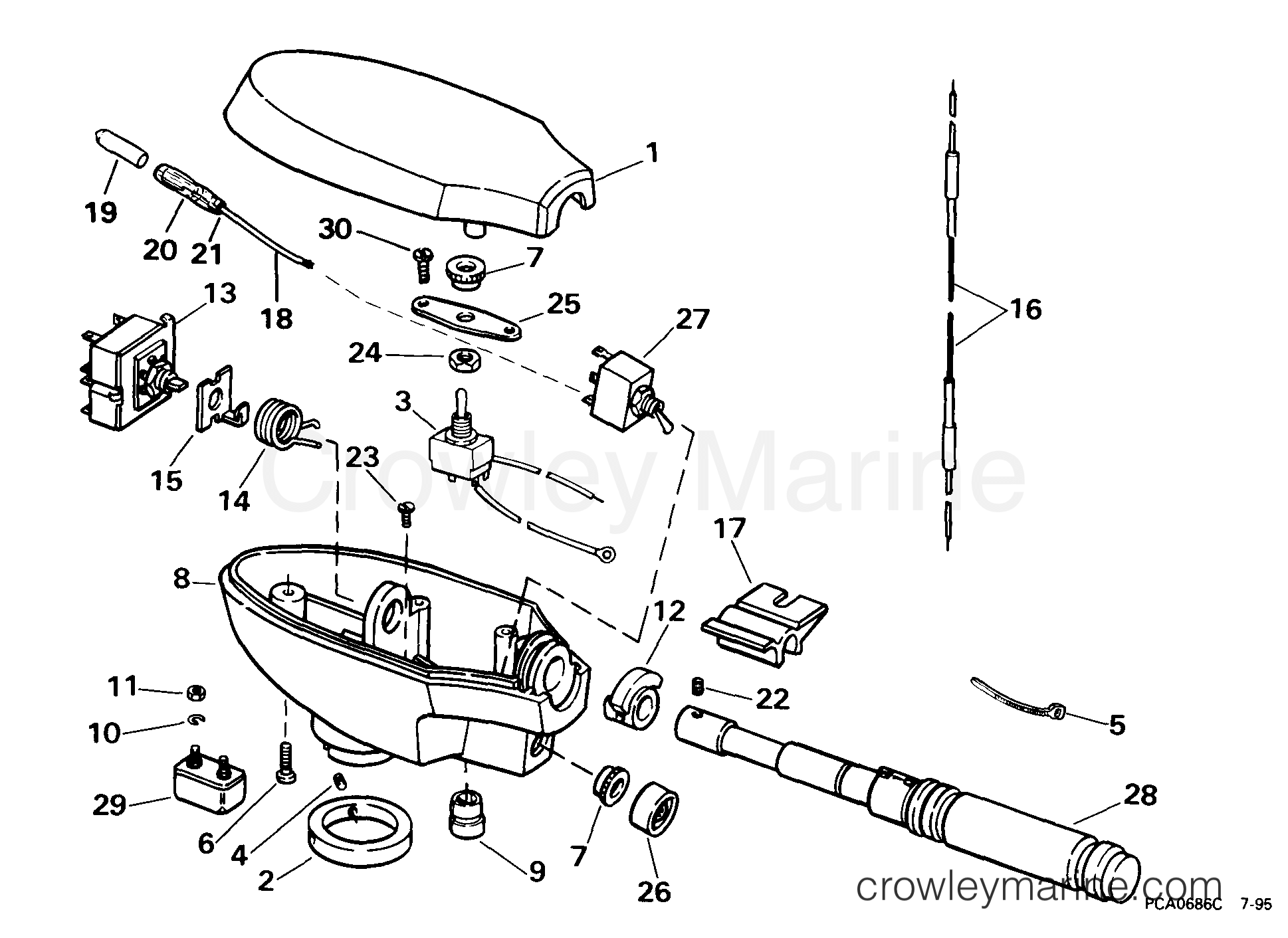 CONTROL HOUSING GROUP/HAND STEERING MODEL - 1999 Electric Trolling ...