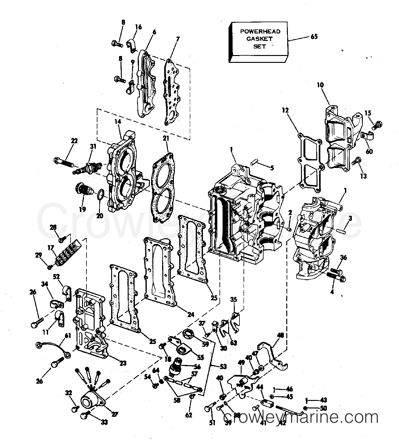 CYLINDER & CRANKCASE - 1976 Outboard 15 15R76A | Crowley Marine