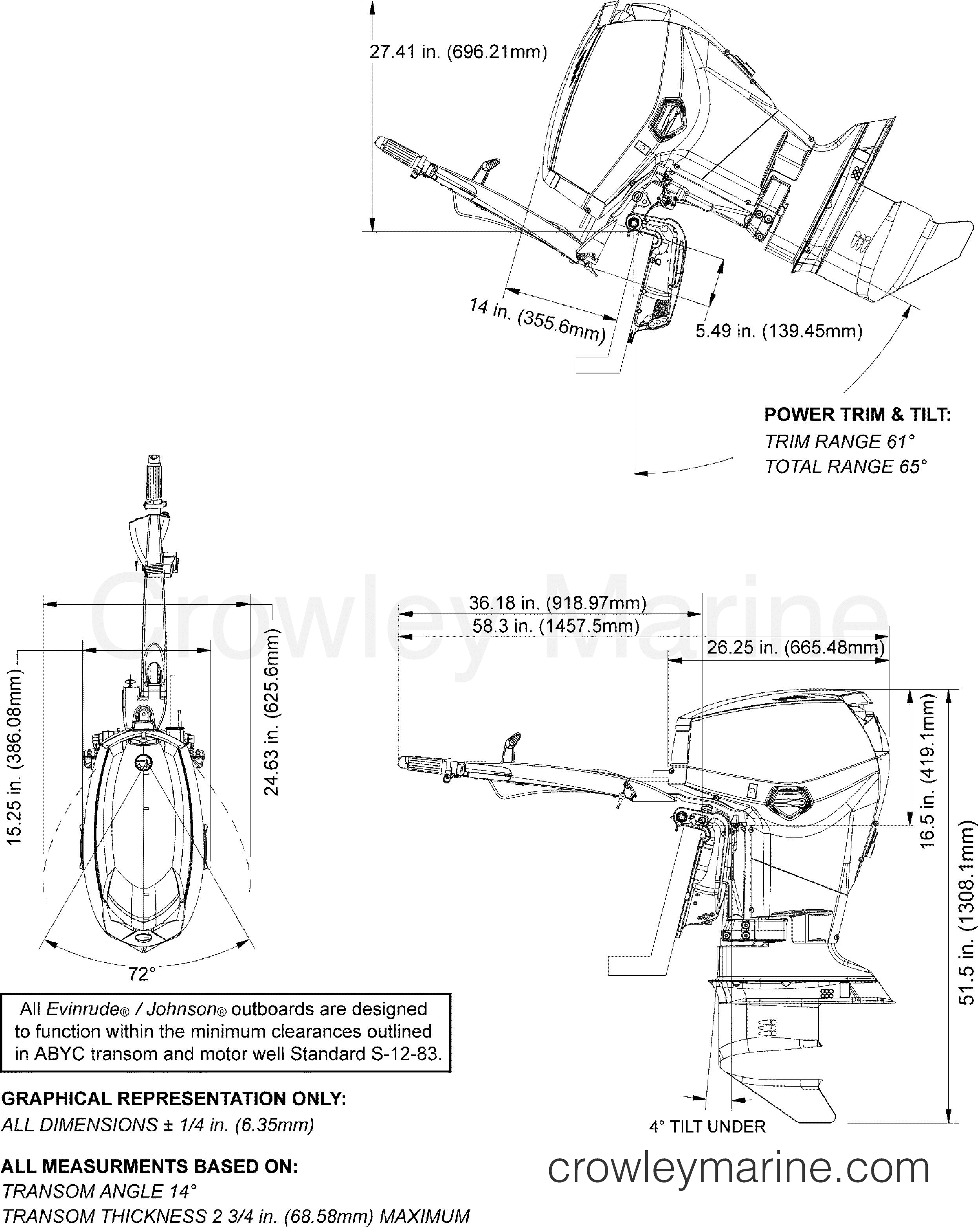 PROFILE DRAWING - 2011 Outboard 50 E50DTLIIA | Crowley Marine