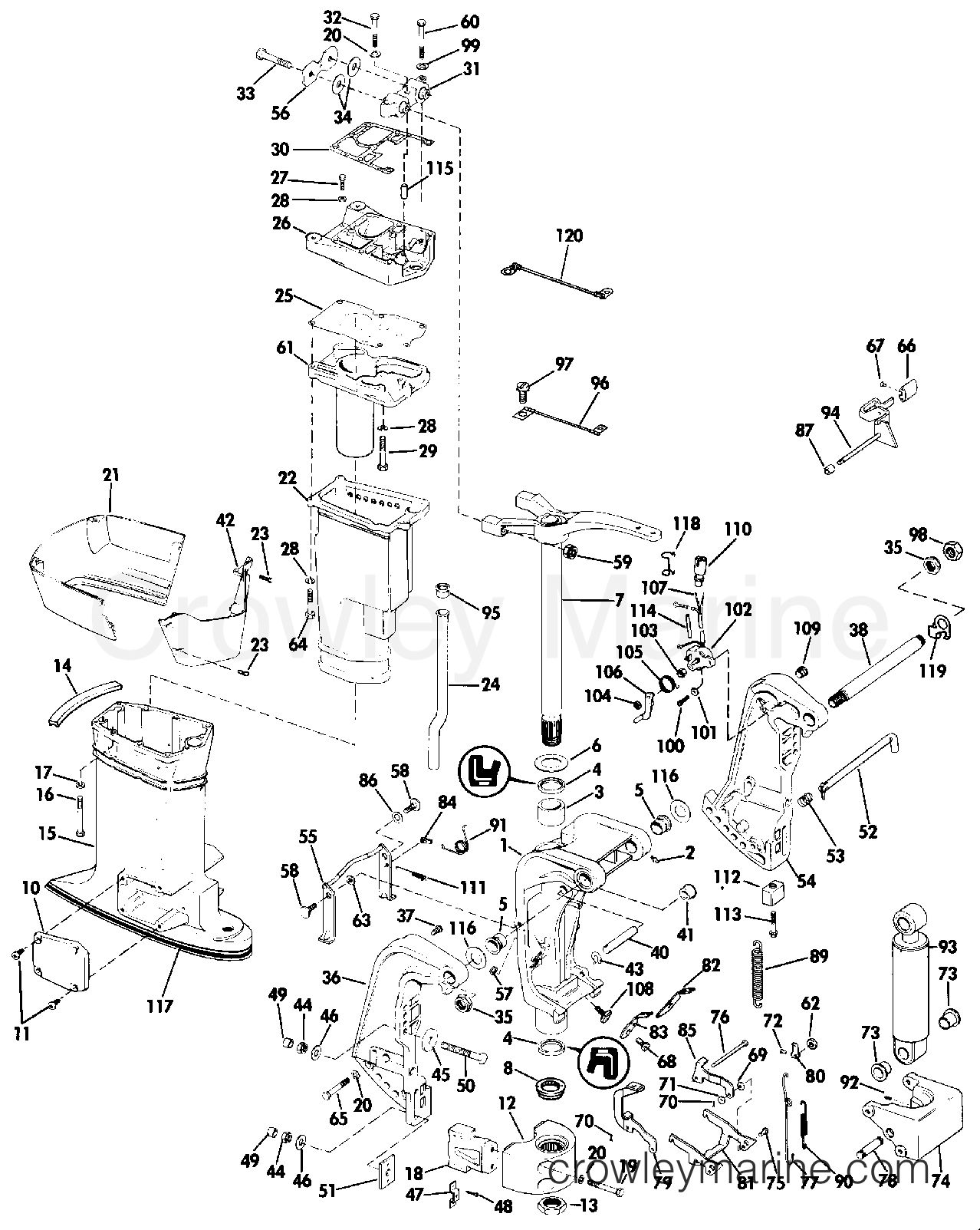 MIDSECTION - 20" TRANSOM - 1987 Outboard 60 E60ELCUC | Crowley Marine