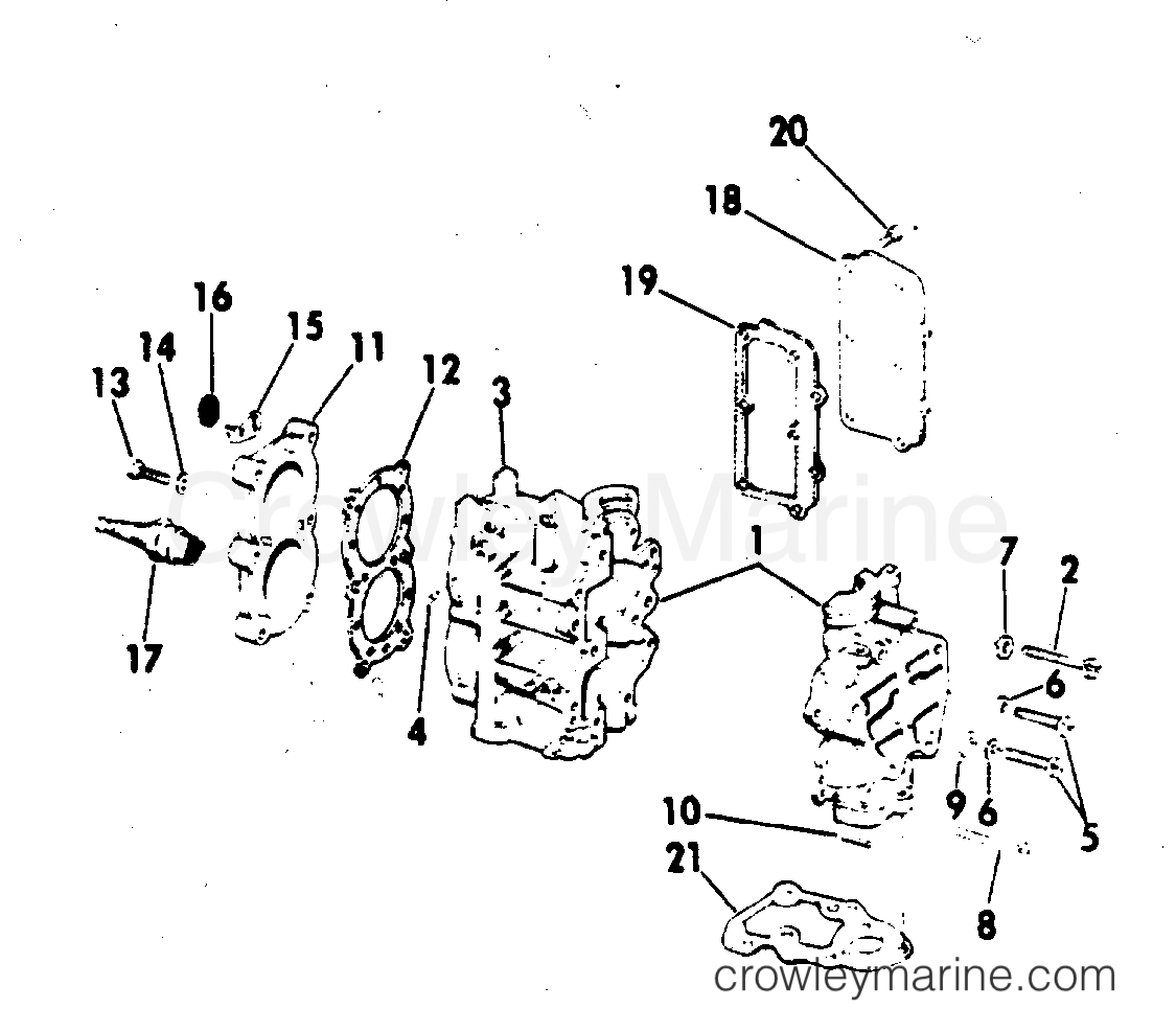 CYLINDER & CRANKCASE - 1971 Outboard 4 4R71D | Crowley Marine