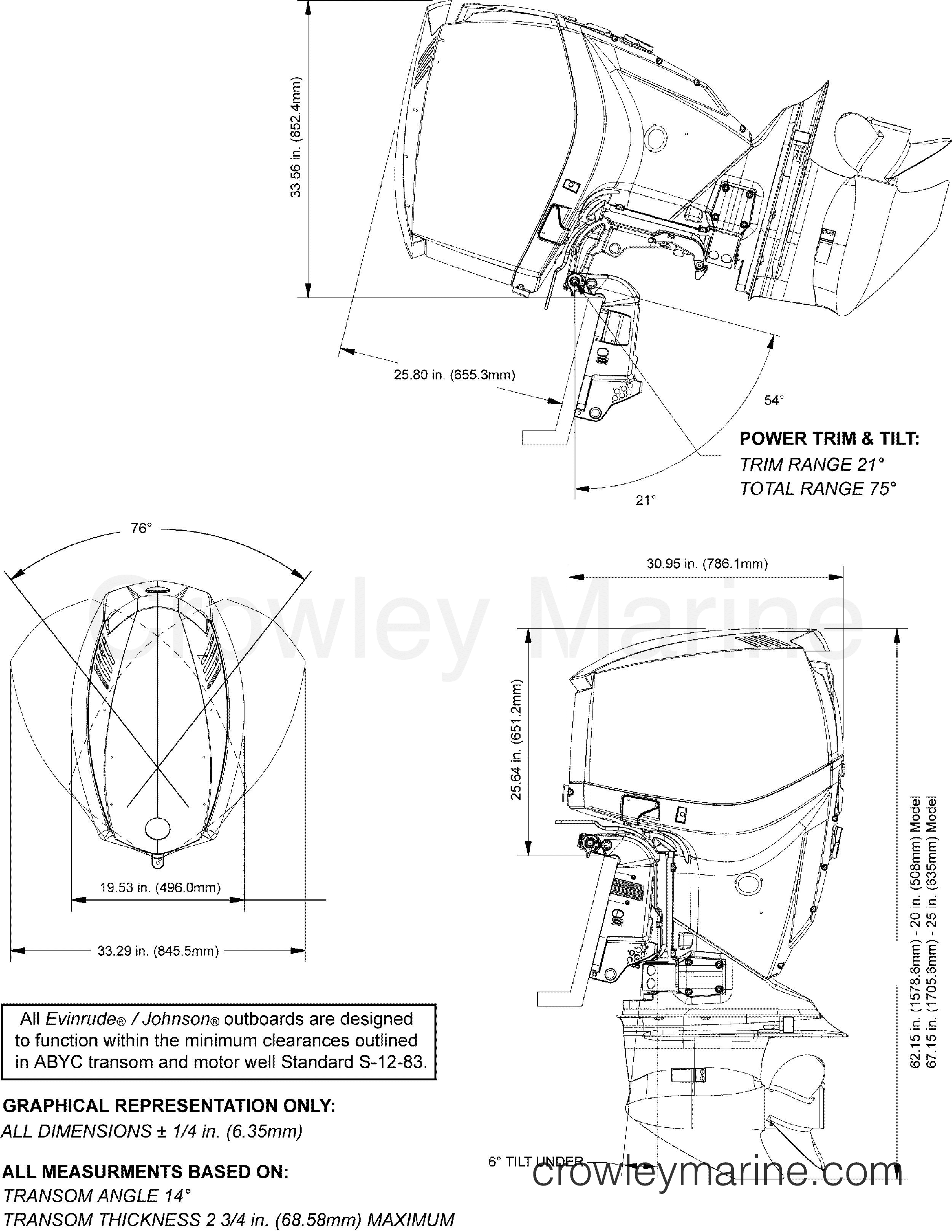 PROFILE DRAWING - AB Outboard 200 - 2.6L E200DPLABB | Crowley Marine