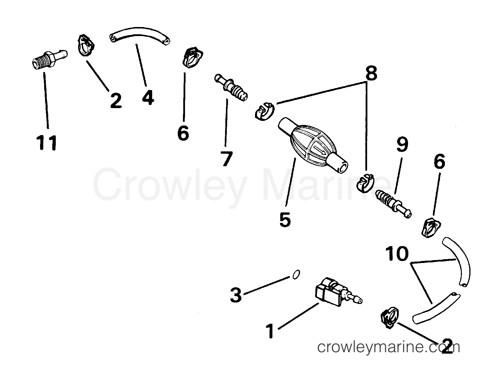 FUEL HOSE & PRIMER BULB - 2000 Outboard 10 E10EL4SSE | Crowley Marine
