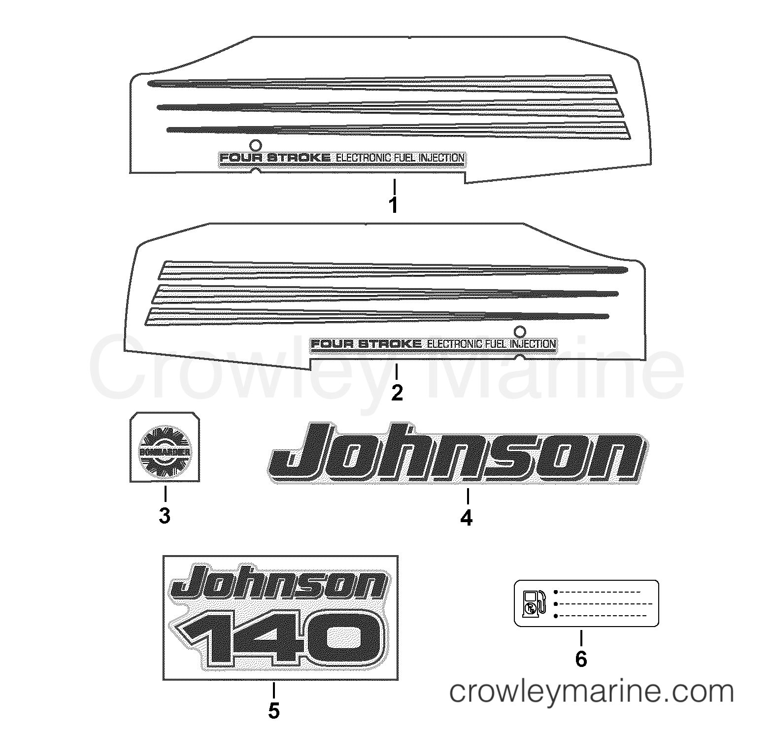 DECALS - 2005 Outboard 140 J140CX4SOR, | Crowley Marine