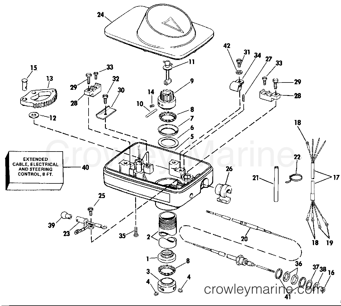 STEERING HOUSING GROUP / FOOT CONTROL - 1989 Electric Trolling Motor 24 ...