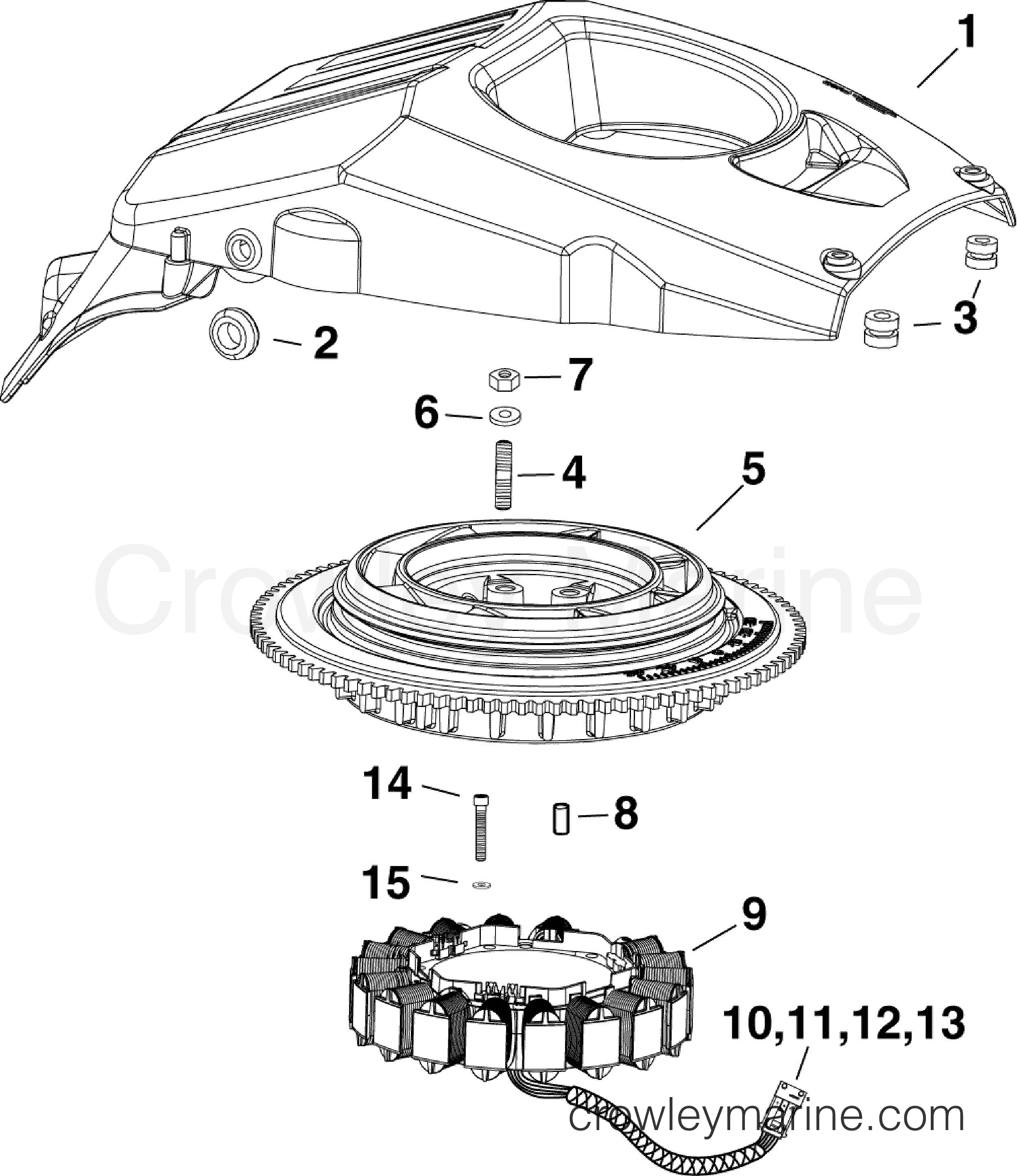 FLYWHEEL & STATOR - AF Outboard 90 - V4 E90HSXAFA | Crowley Marine