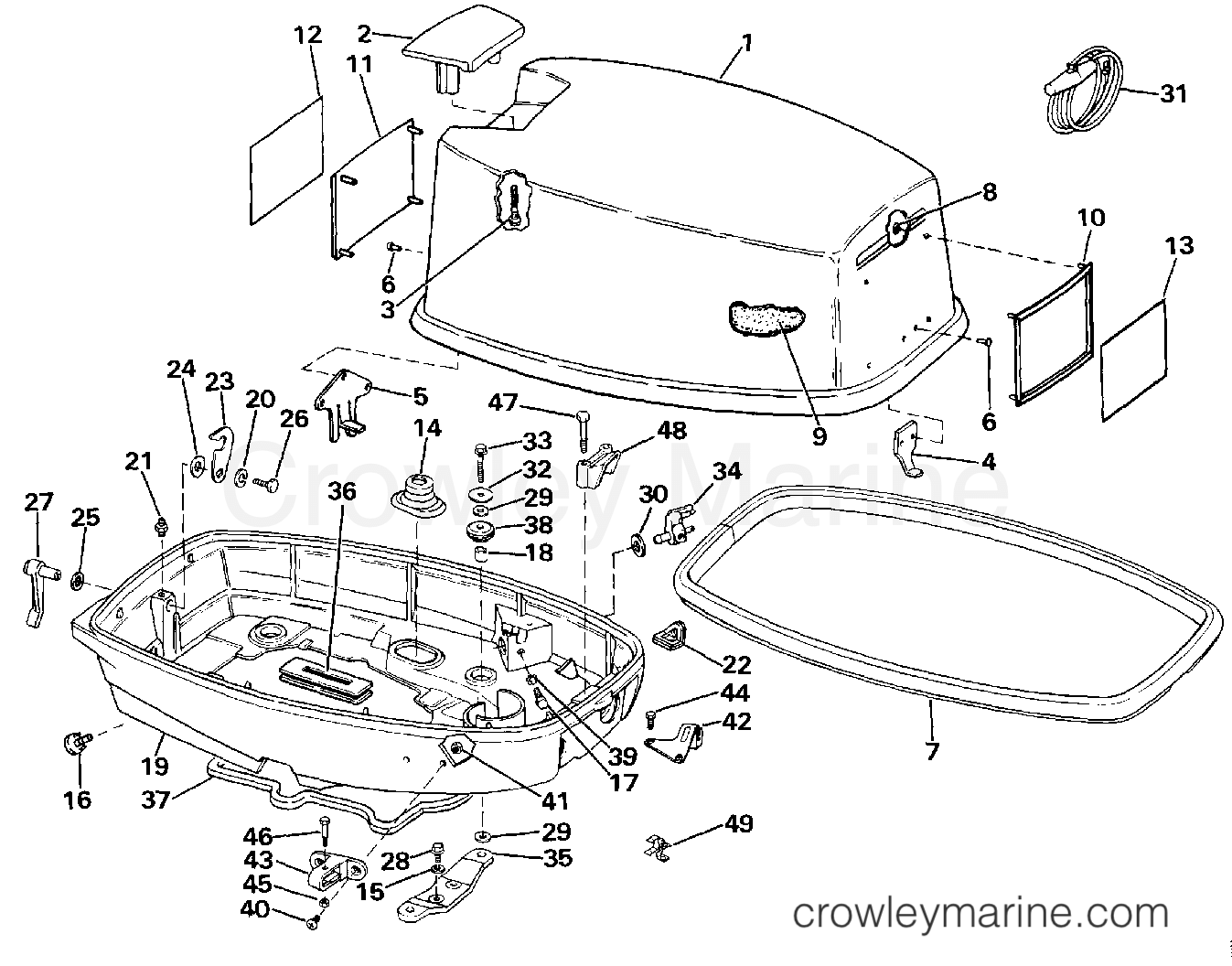 ENGINE COVER - JOHNSON - 1987 Outboard 28 J28ESLCUC | Crowley Marine