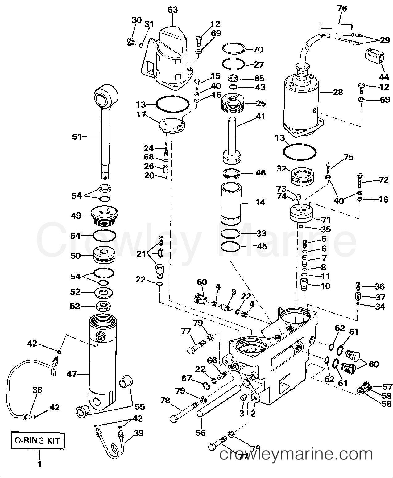 POWER TRIM/TILT HYDRAULIC ASSEMBLY - 1990 Outboard 140 VE140TXESE ...