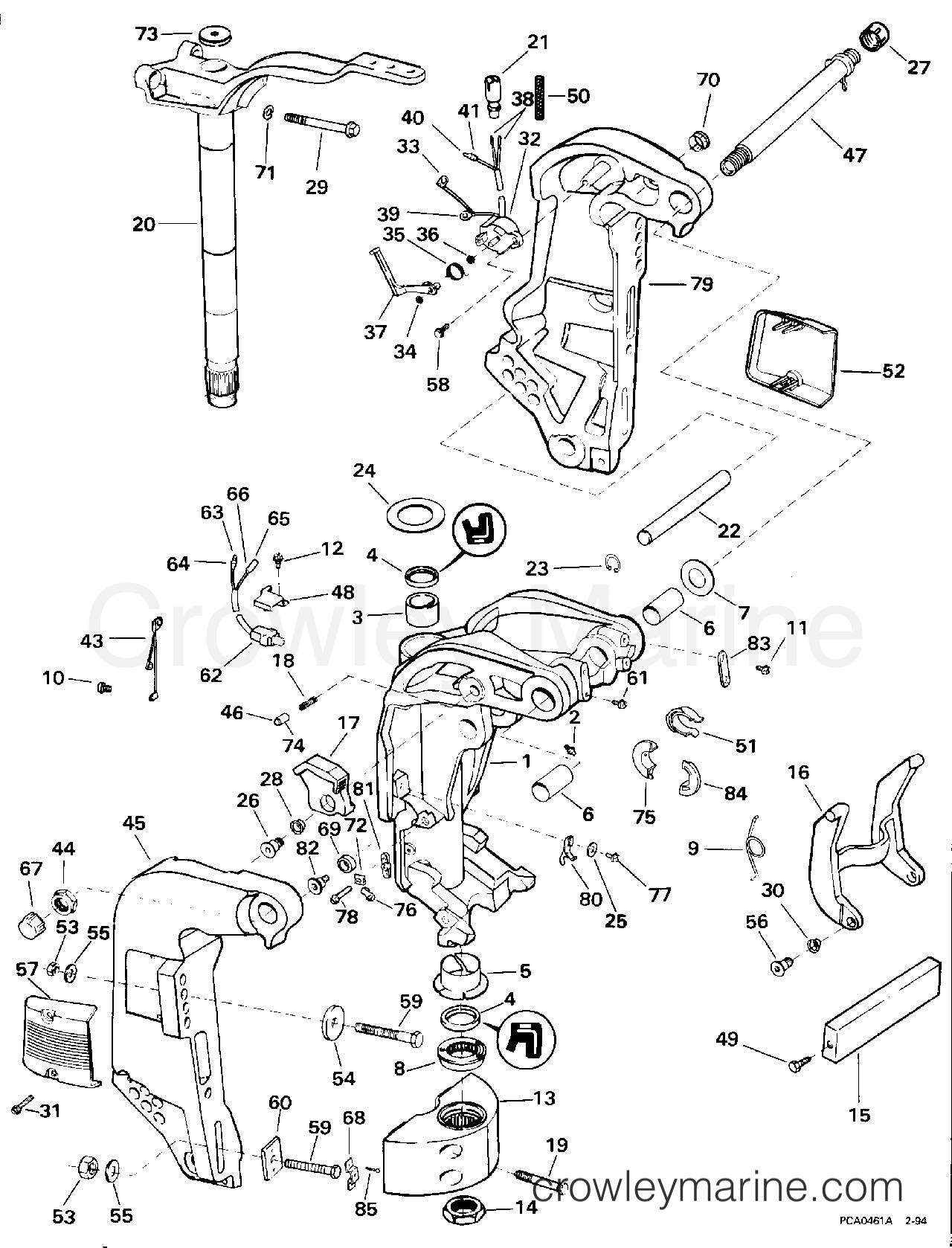 STERN BRACKET - POWER TRIM/TILT - 1994 Outboard 65 E90JLERC | Crowley ...