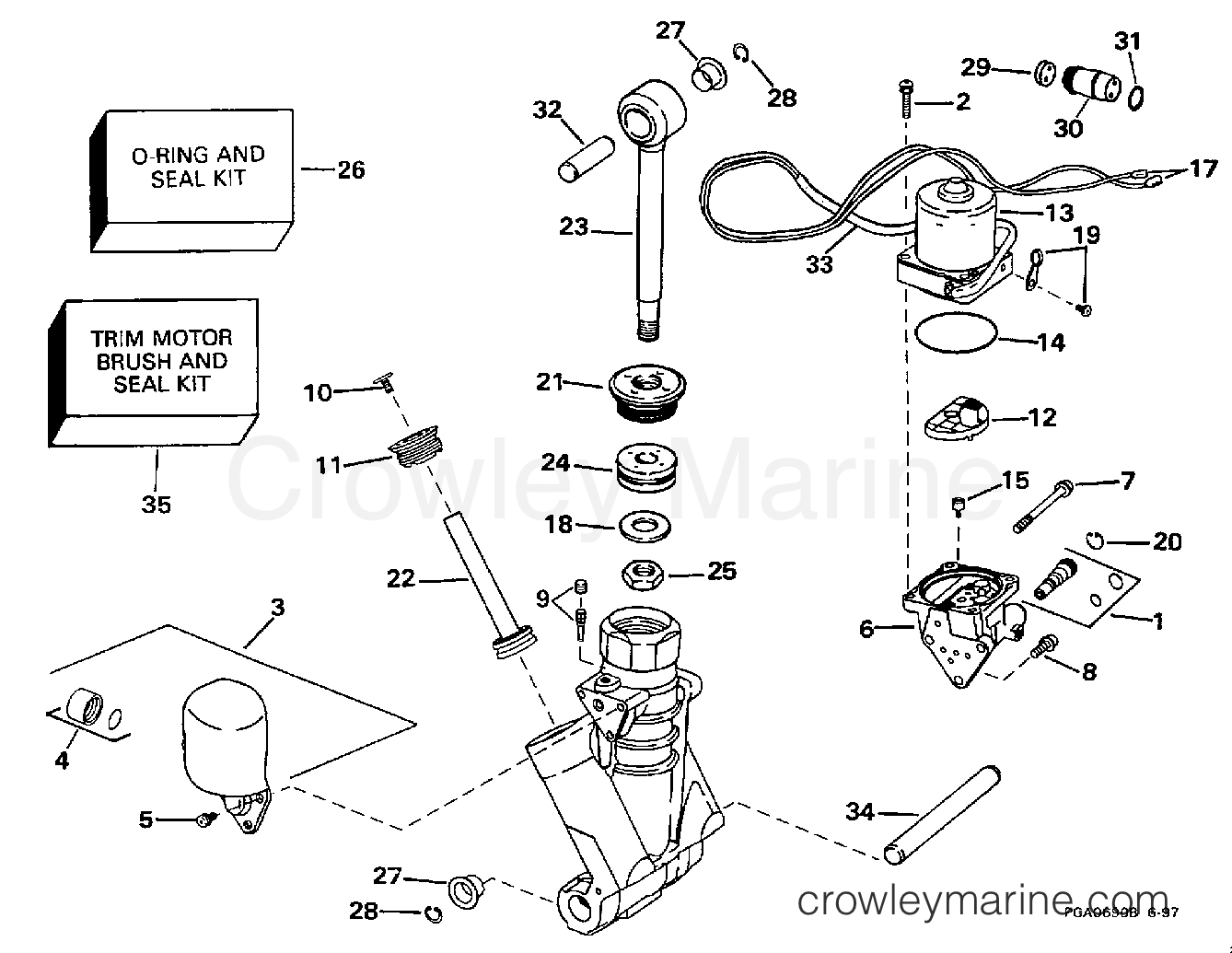 POWER TRIM/TILT HYDRAULIC ASSEMBLY - 1998 Outboard 200 BE200CXECM ...
