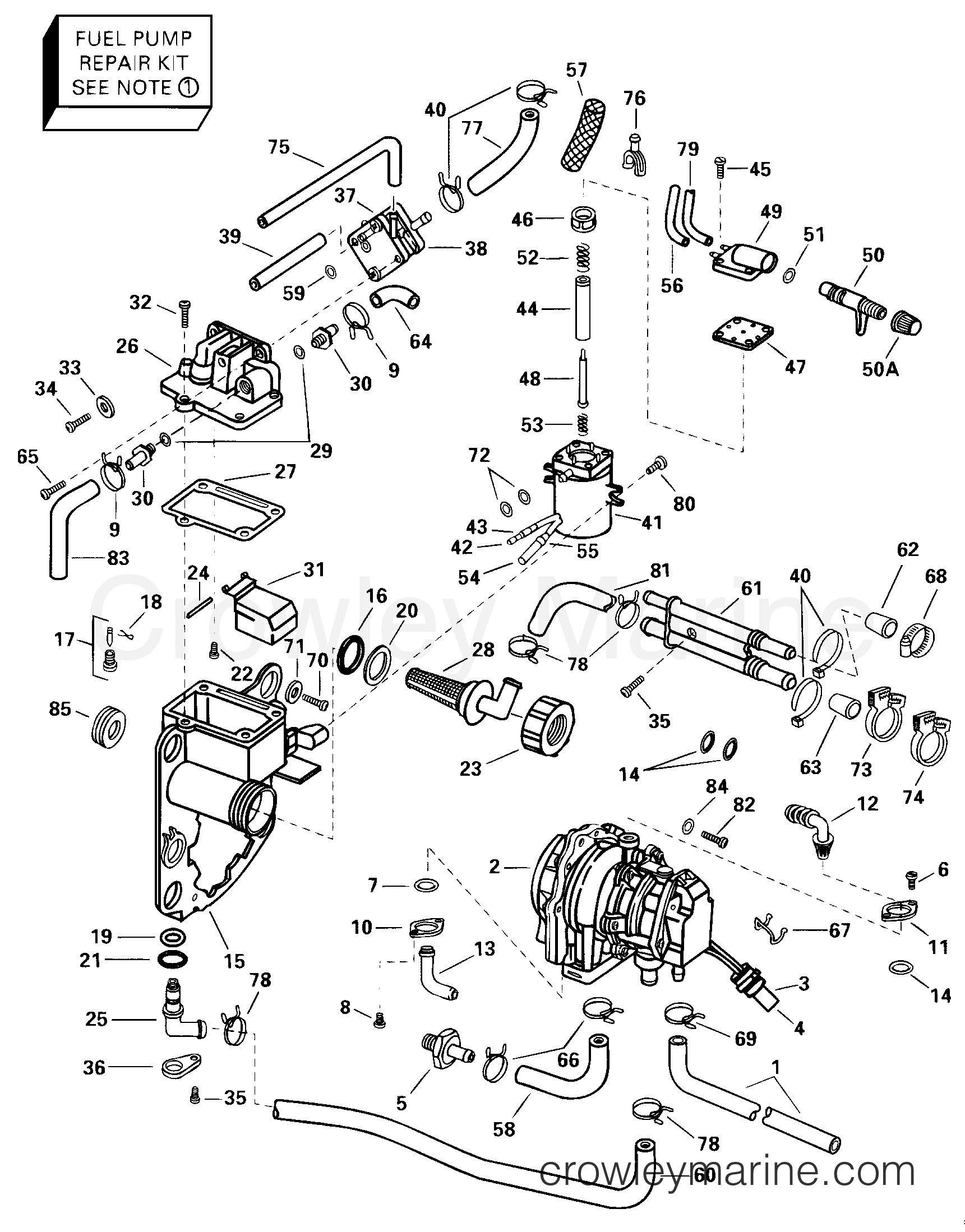 FUEL BRACKET AND COMPONENTS - 2000 Outboard 115 BJ115PLSSB | Crowley Marine