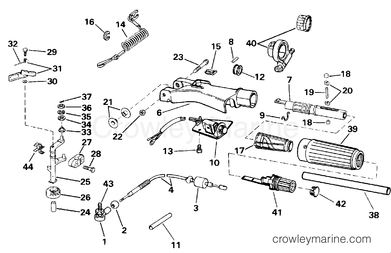 STEERING HANDLE & THROTTLE CONTROL - 1991 Outboard 9.9 J10REIR ...