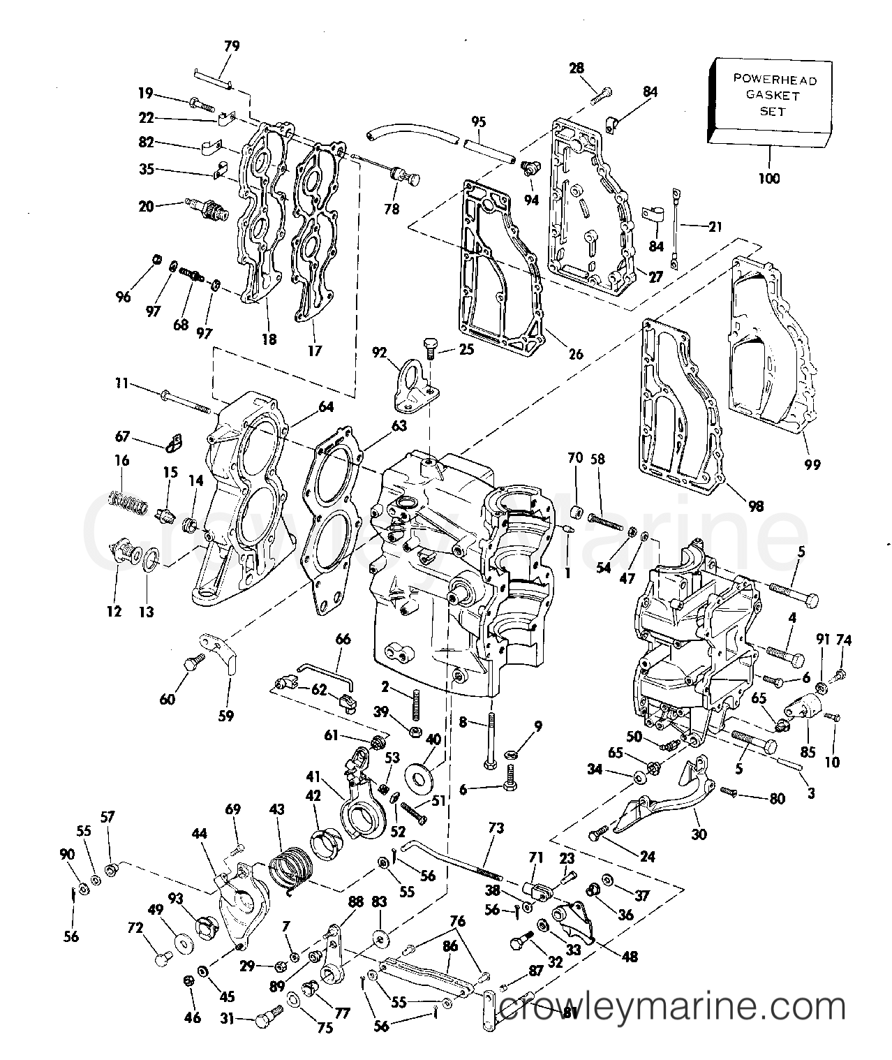 CYLINDER & CRANKCASE - 1980 Outboard 50 E50ECSR | Crowley Marine