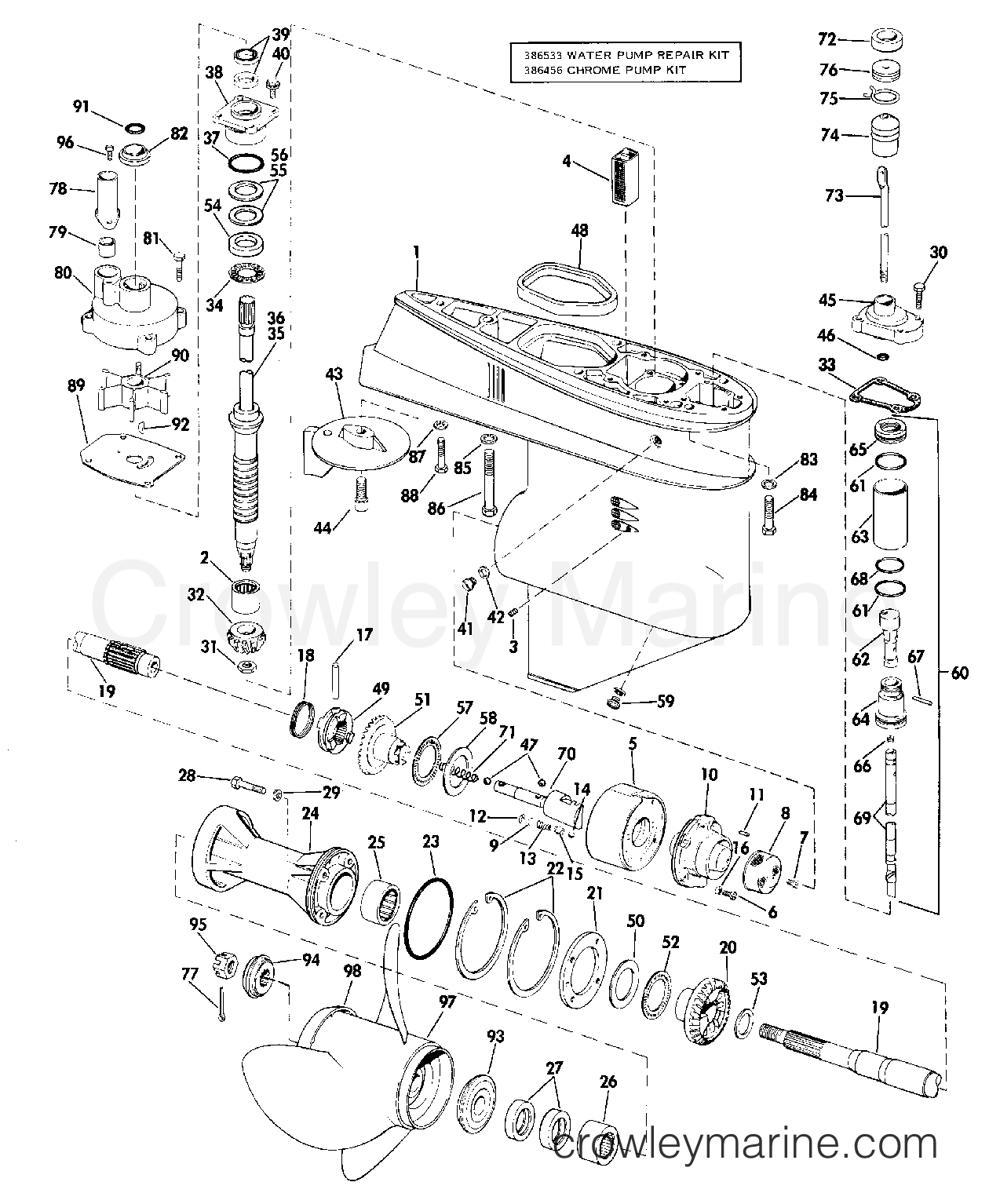 GEARCASE - 1974 Outboard 70 70442M | Crowley Marine