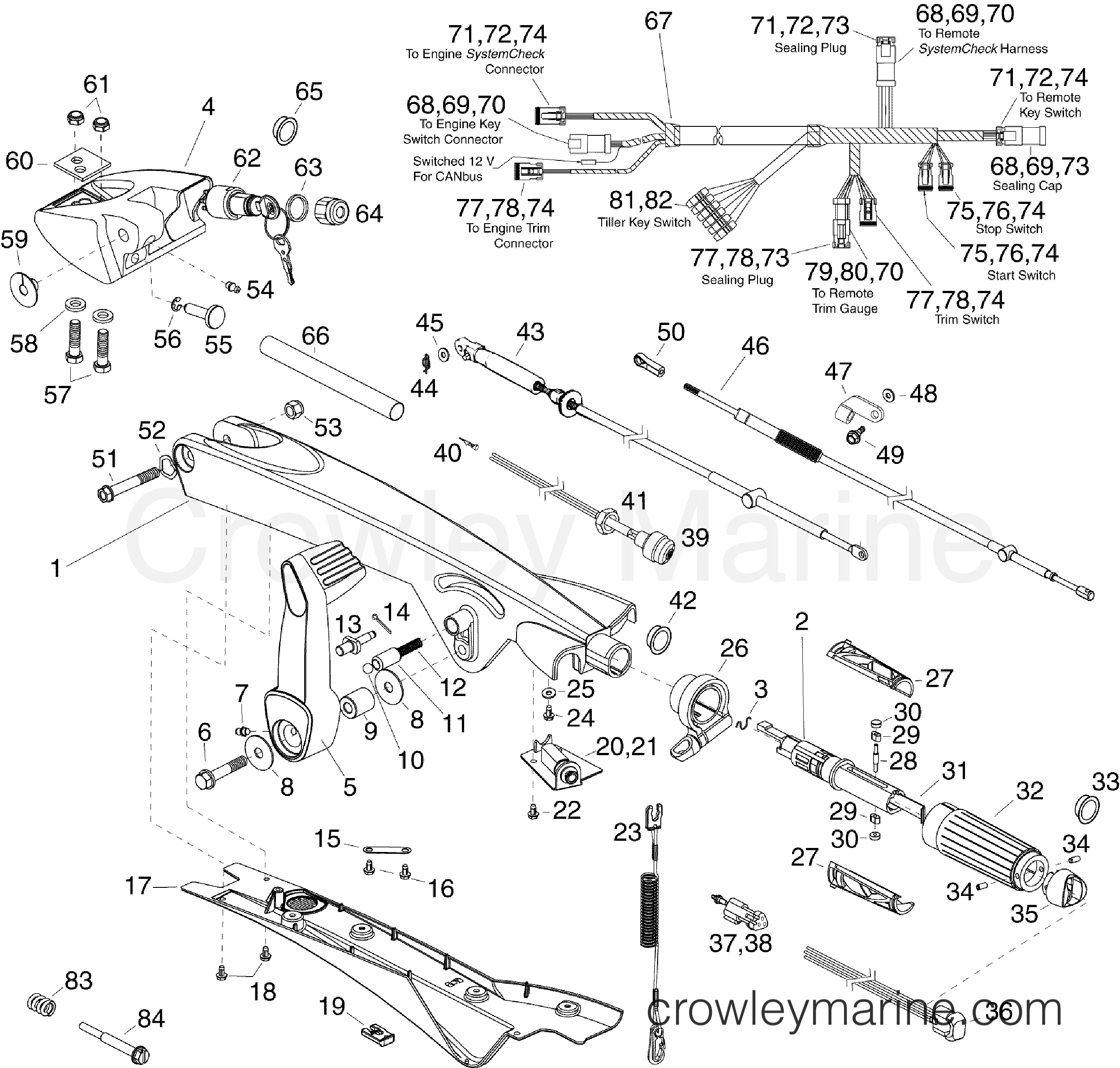 TILLER ARM - 2009 Outboard 40 E40DTLSEC | Crowley Marine