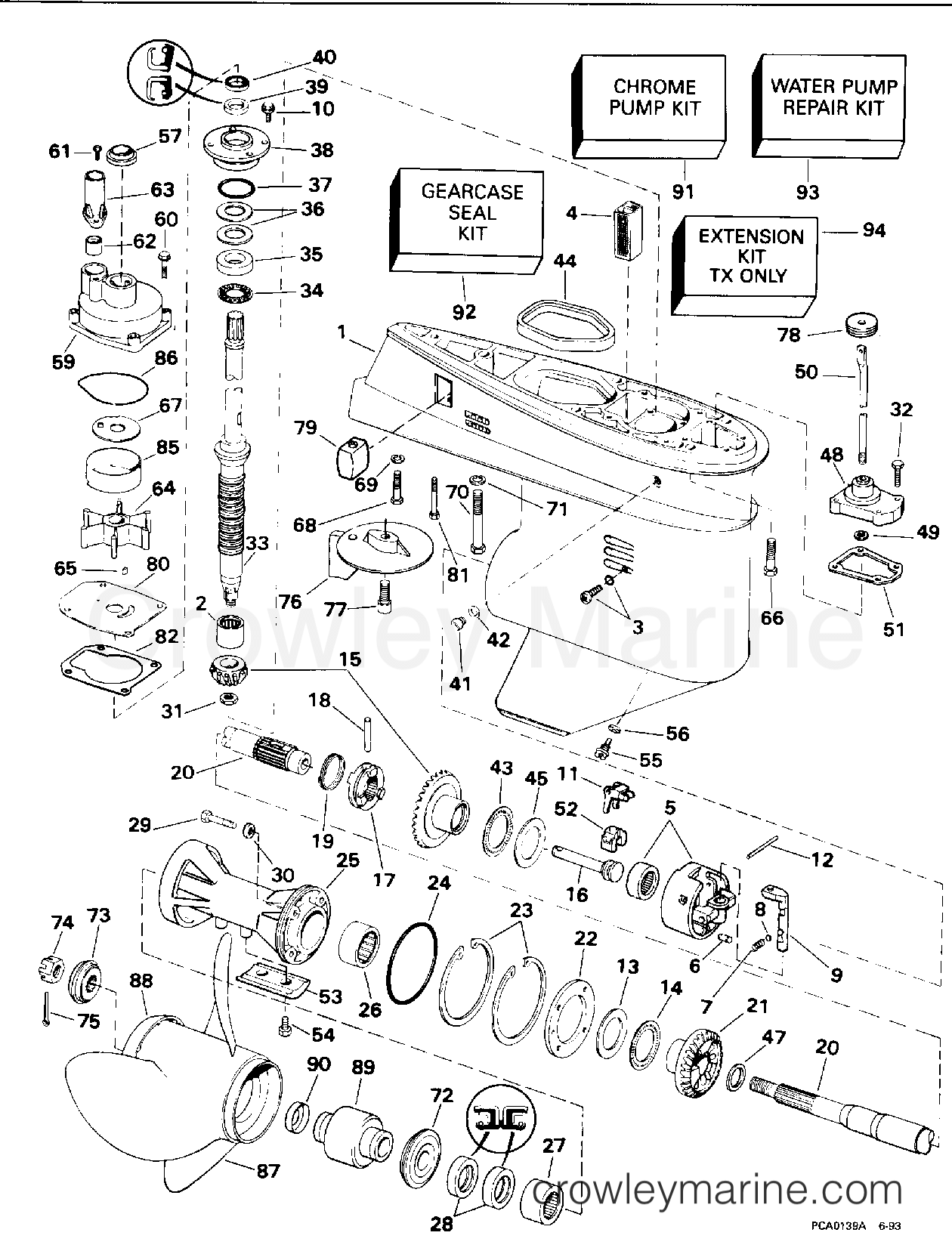 GEARCASE - 1994 Outboard 70 E70TLERV | Crowley Marine