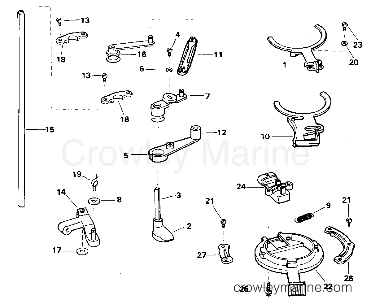 THROTTLE LINKAGE - 1996 Outboard 115 BE115ELEDR | Crowley Marine