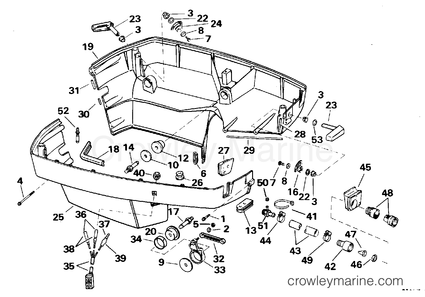 LOWER ENGINE COVER - 1995 Outboard 250 E250TXEOR | Crowley Marine
