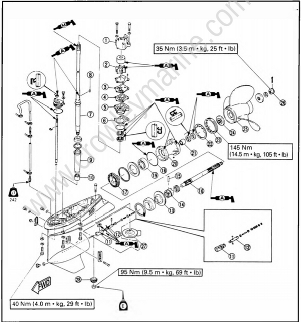 Lower Unit [Exploded Diagram] [1998] | Crowley Marine