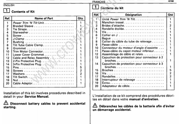 Power Trim/Tilt Kit, 1989 & Newer 40, 48, 50 With Touch-Trim [127555 ...