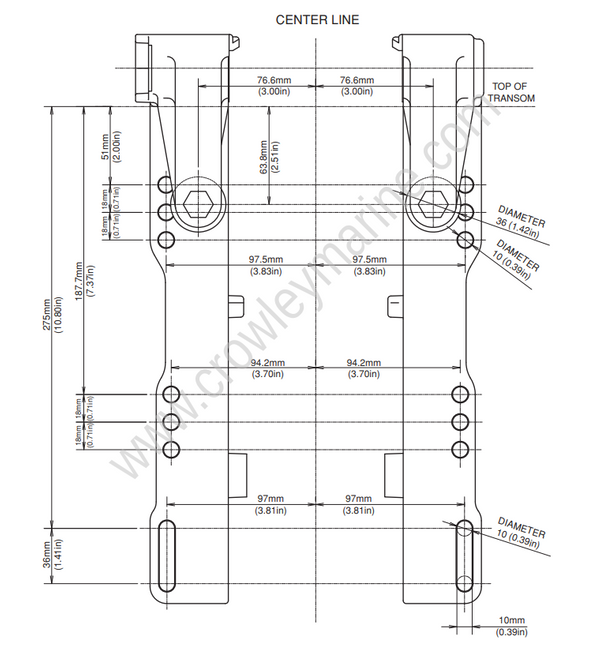 Service Manual 5008853_15 HP Bracket [Outline Dimensions] | Crowley Marine