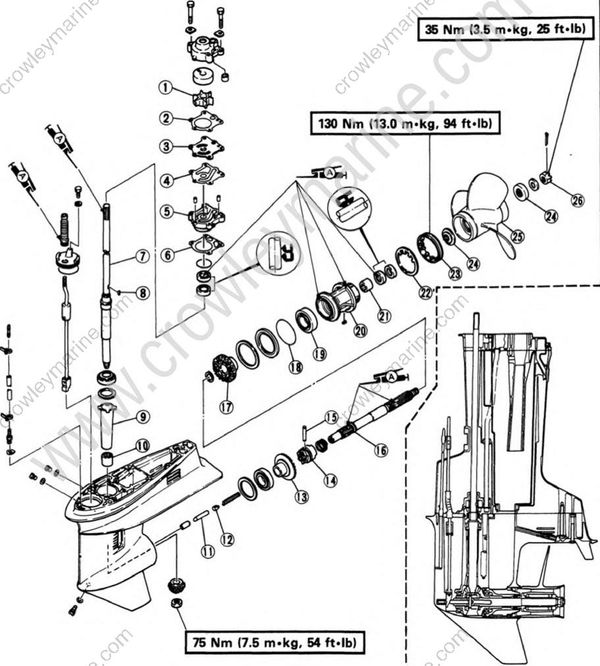 Lower Unit [Exploded Diagram] [1989] | Crowley Marine