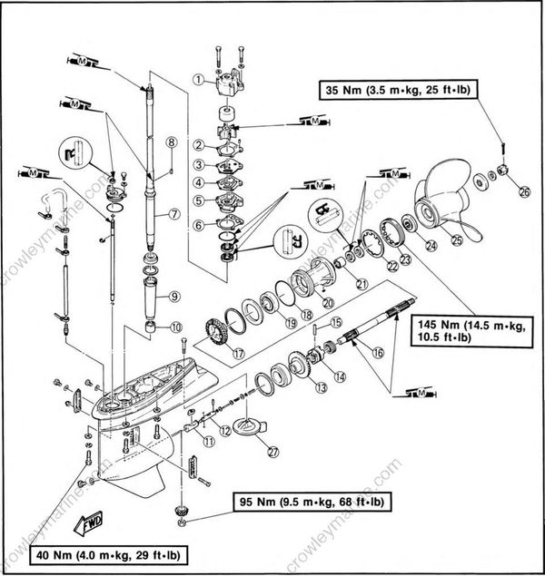Lower Unit [Exploded Diagram] [1990] | Crowley Marine