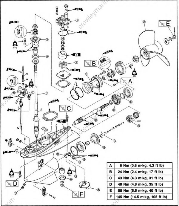 Lower Unit [Exploded Diagram] [1993] | Crowley Marine