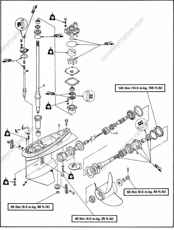 Lower Unit [Exploded Diagram] [1989] | Crowley Marine