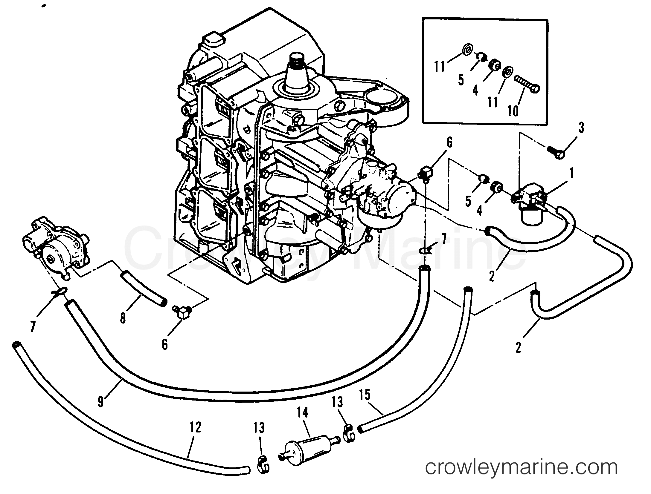 FUEL INTAKE AND PRIME SYSTEM - 1991 Outboard 70 H0706A91B [B] | Crowley ...